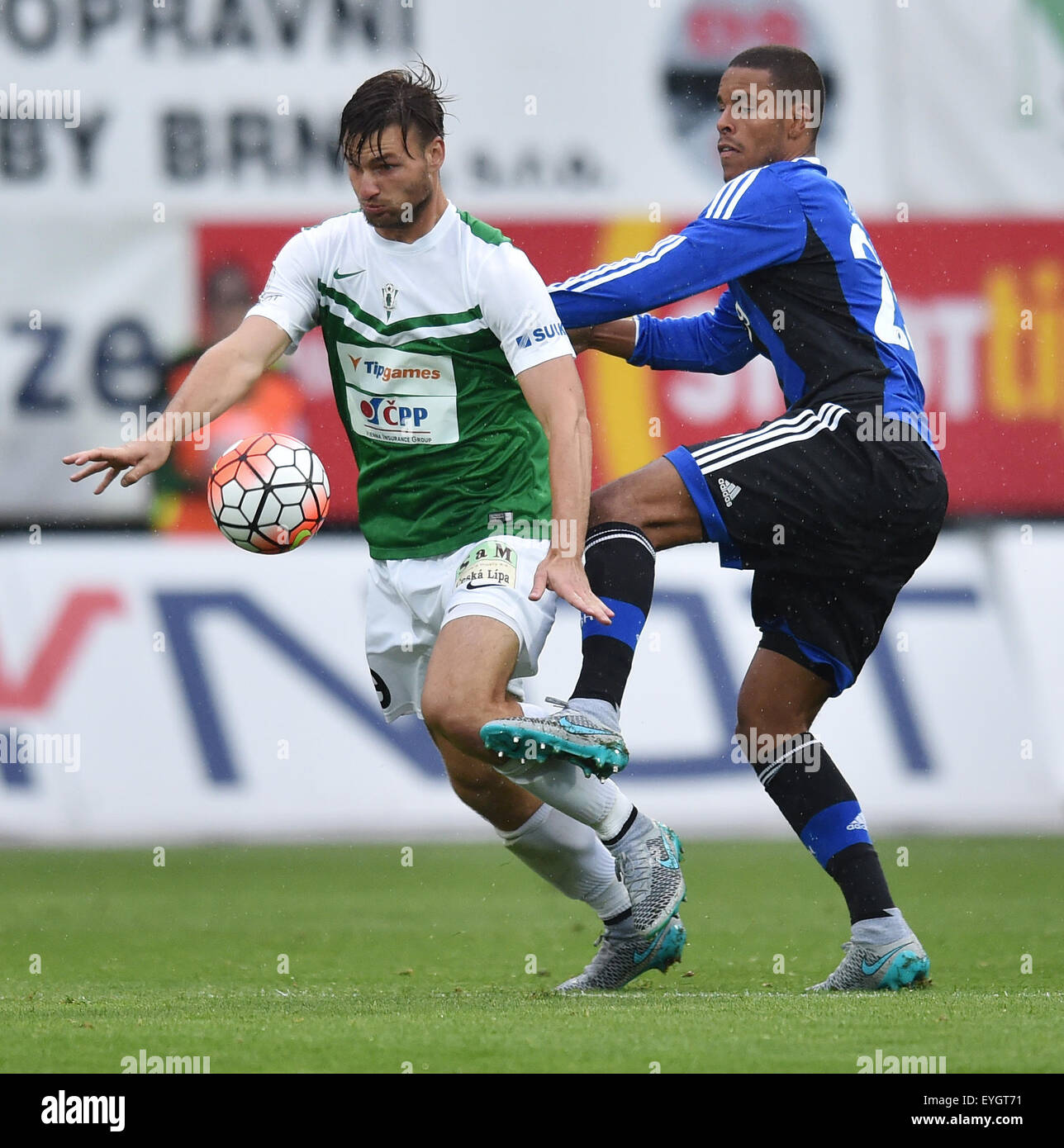 From left Tomas Wagner of Jablonec and Mathias Jorgensen of Copenhagen ...