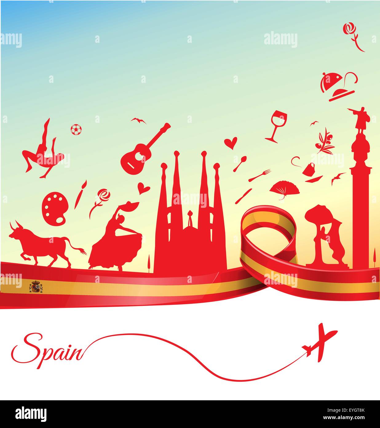 spain background with flag and symbol Stock Vector Image & Art - Alamy