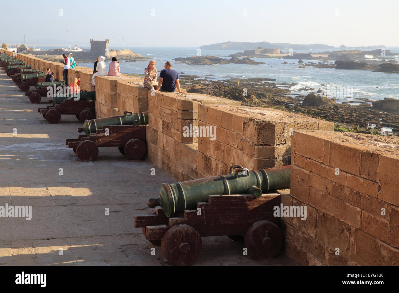 The old French ramparts and bronze canons on the city walls ...