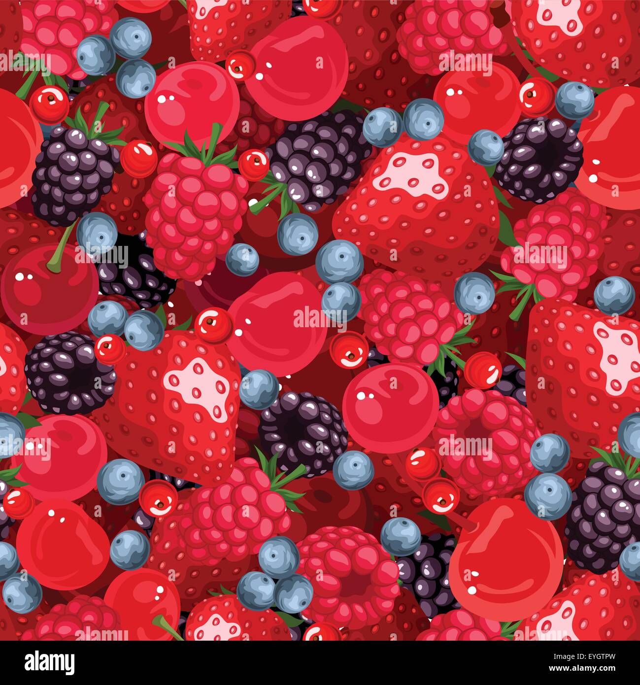 Seamless background with various berries. Vector illustration Stock ...