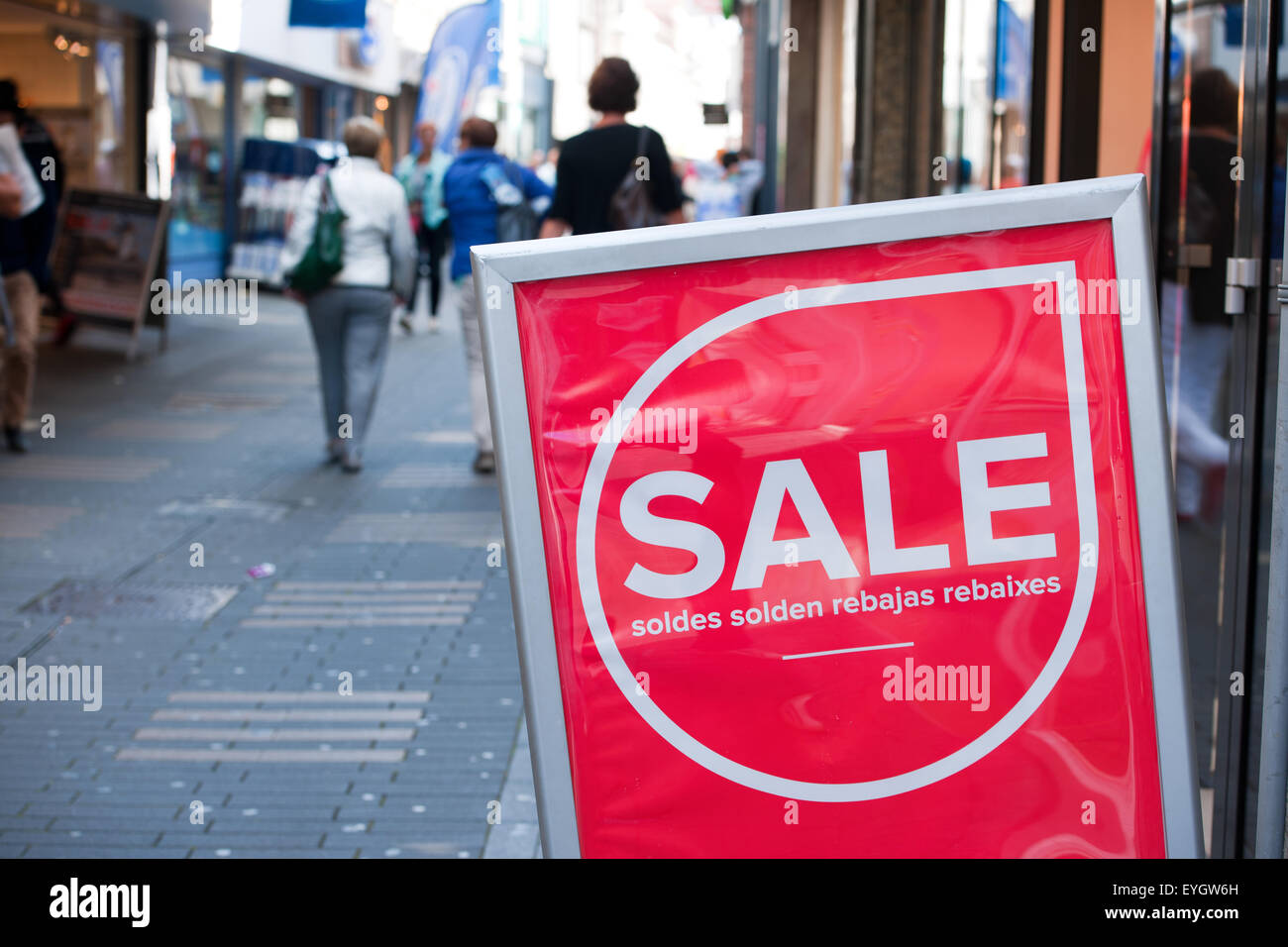 Sale billboard in a commercial street in the background you can see ...