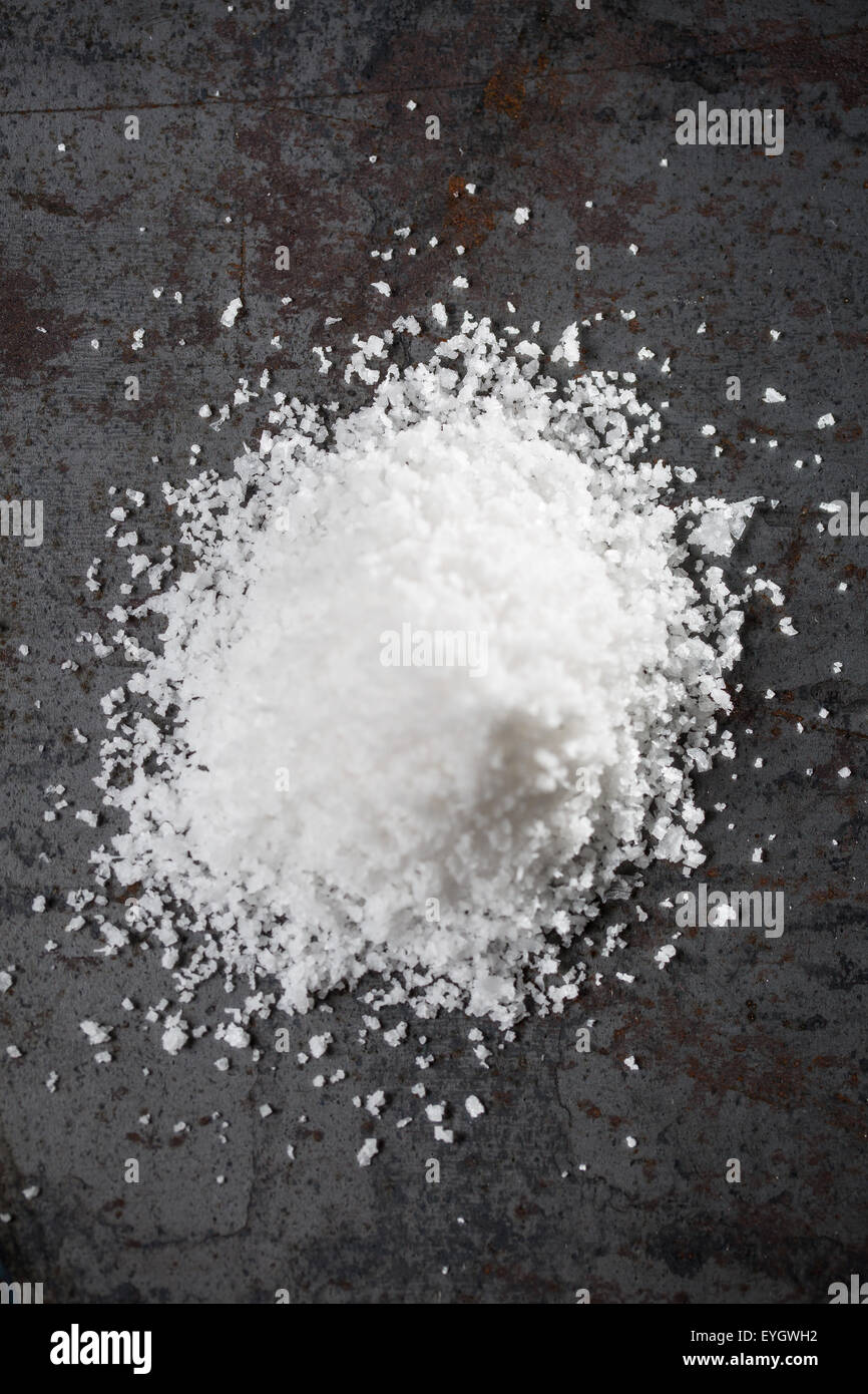 white sea salt crystals with dark background Stock Photo - Alamy