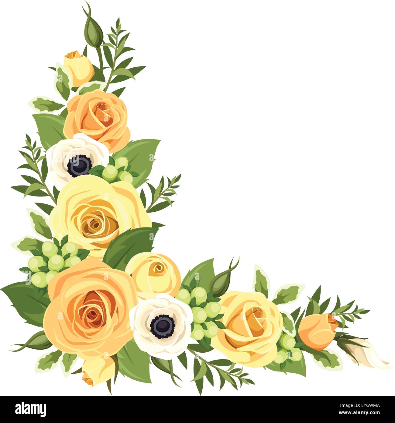 Corner with yellow roses. Vector illustration Stock Vector Image & Art ...