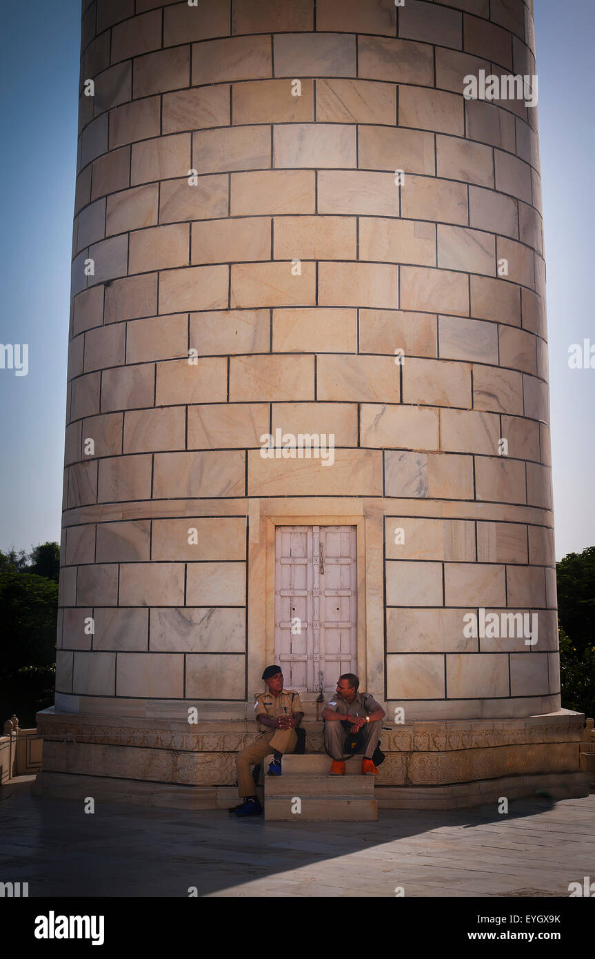 Soldiers Guarding Stone Tower; Agra, Uttar Pradesh, India Stock Photo ...