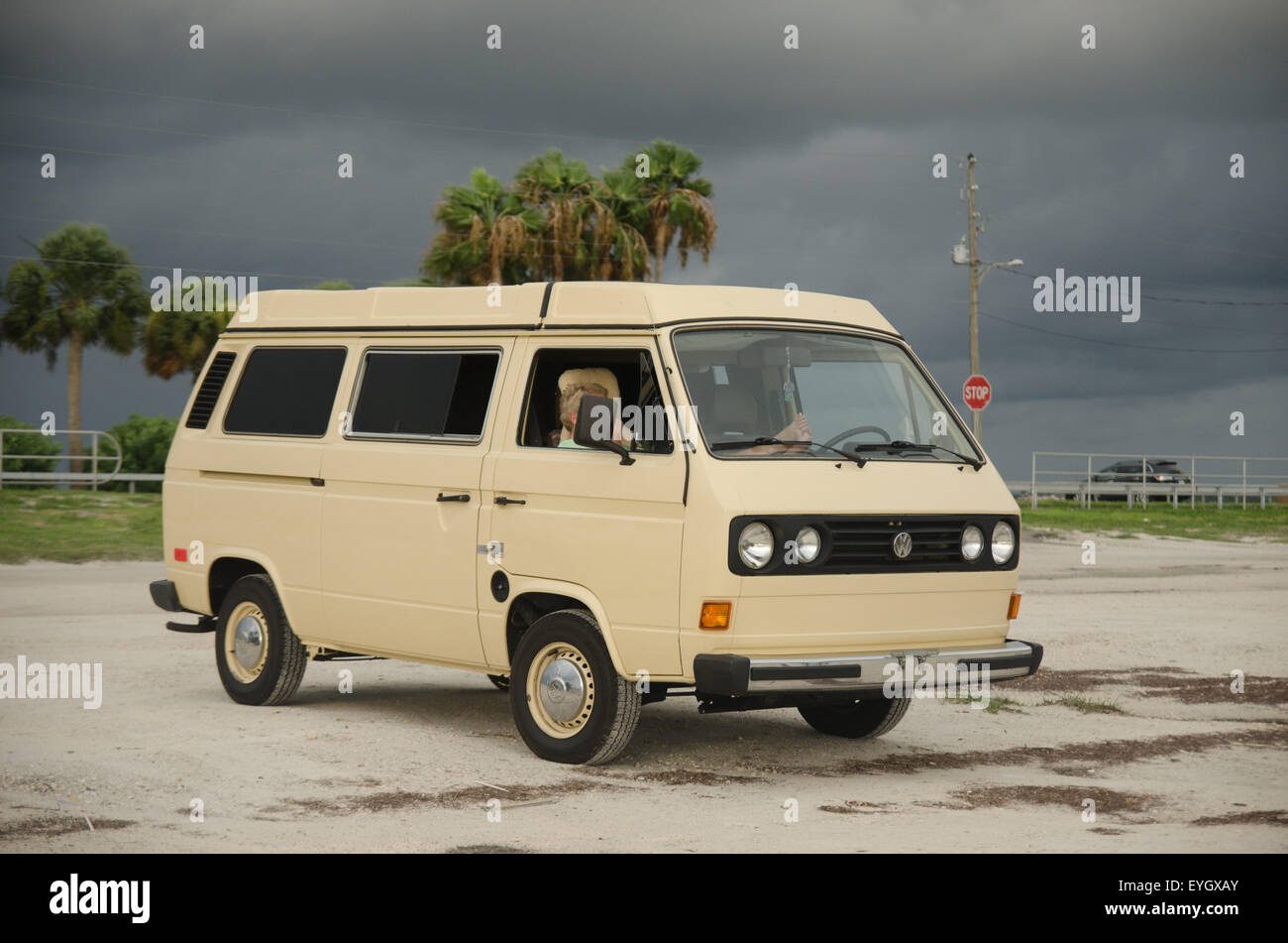 1981 Volkswagen Vanagon Westfalia on the Beach at the Dunedin Causeway ...