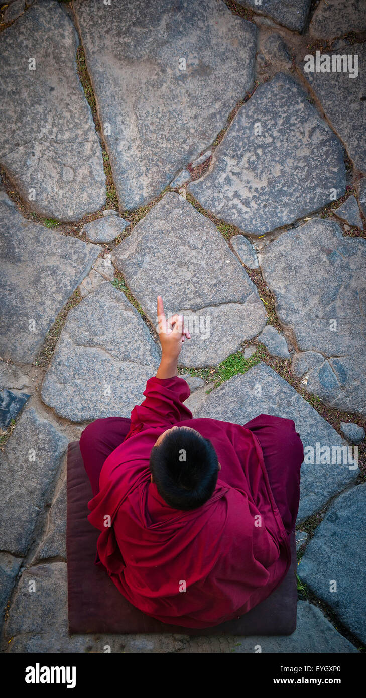 Elevated View Of Monk; Tibet Stock Photo - Alamy