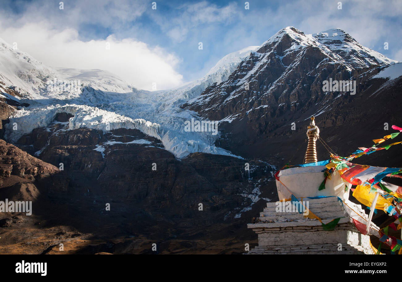 Mountain View With Part Of Stupa; Tibet Stock Photo - Alamy