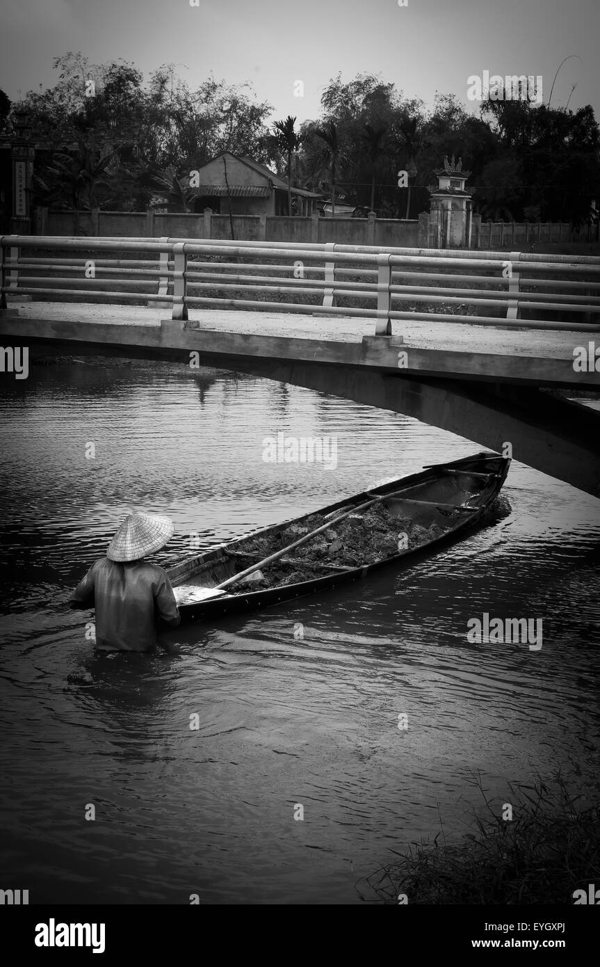 Man With Rowboat In River; Hue, Vietnam Stock Photo - Alamy