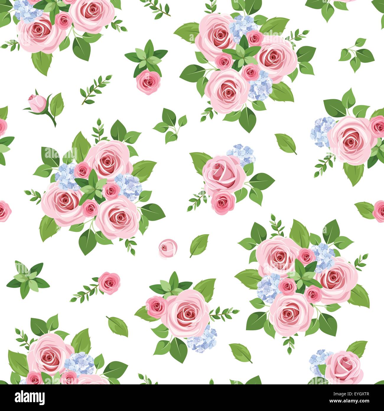Seamless pattern with pink roses. Vector illustration Stock Vector ...