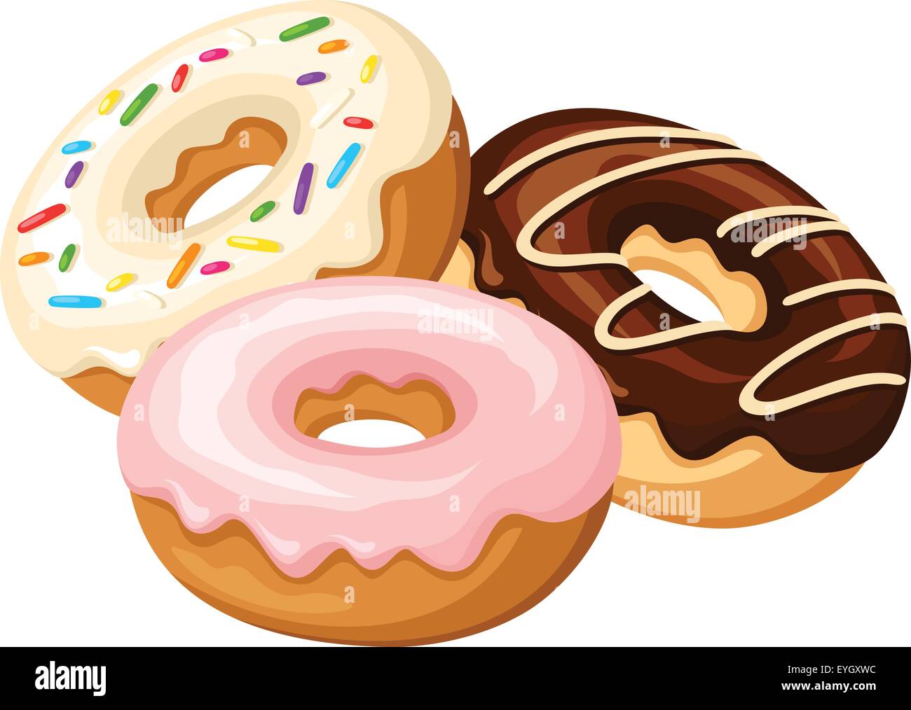 Three donuts. Vector illustration Stock Vector Image & Art - Alamy