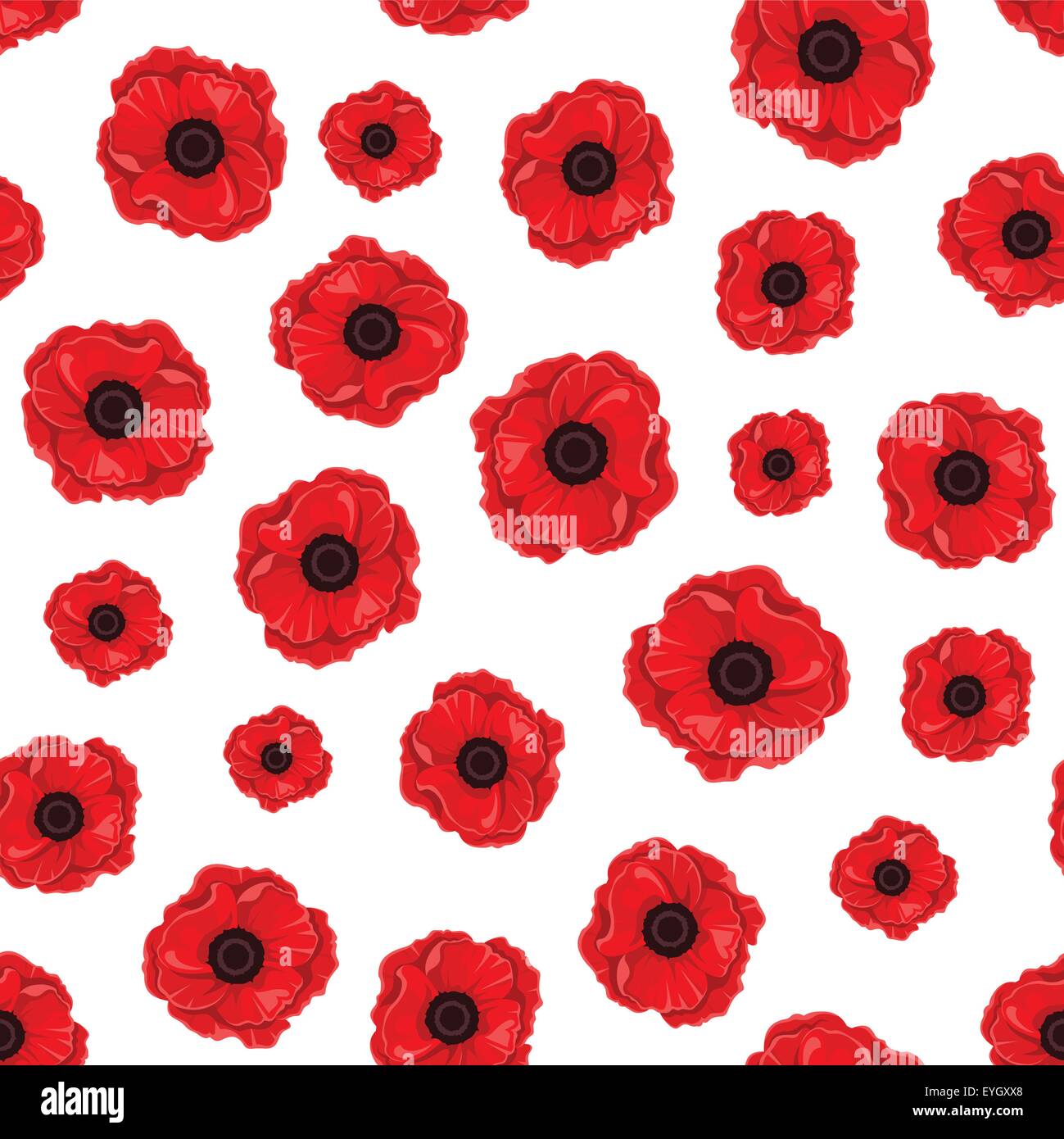 Seamless pattern with red poppies. Vector illustration Stock Vector ...