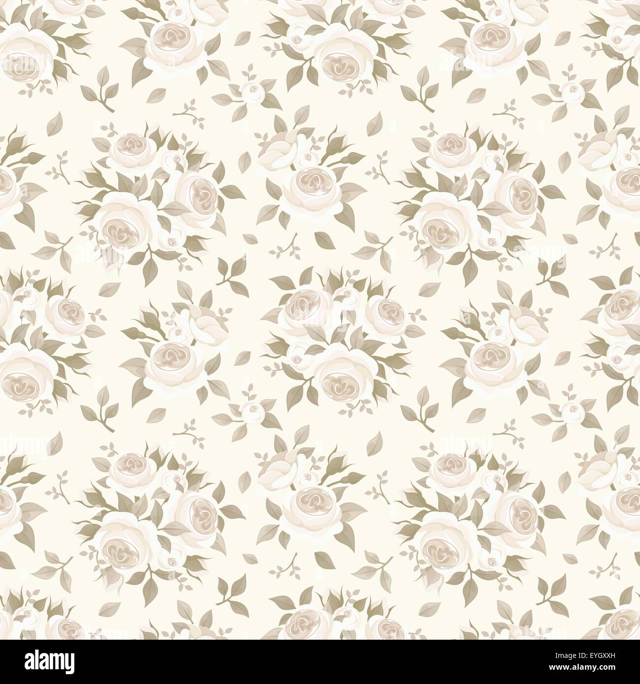 Seamless beige pattern with roses. Vector illustration Stock Vector ...