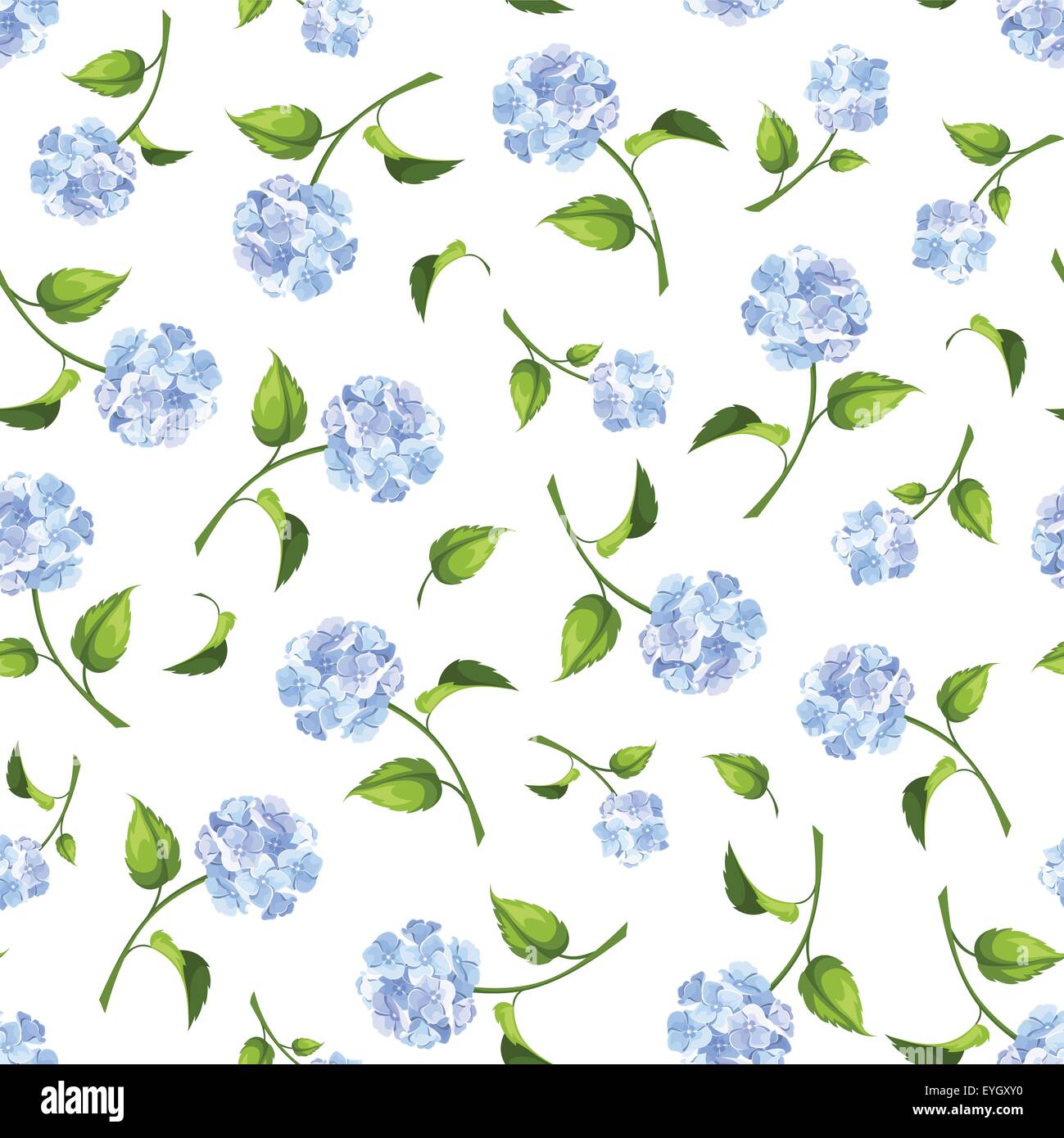Seamless pattern with blue hydrangea flowers. Vector illustration Stock ...
