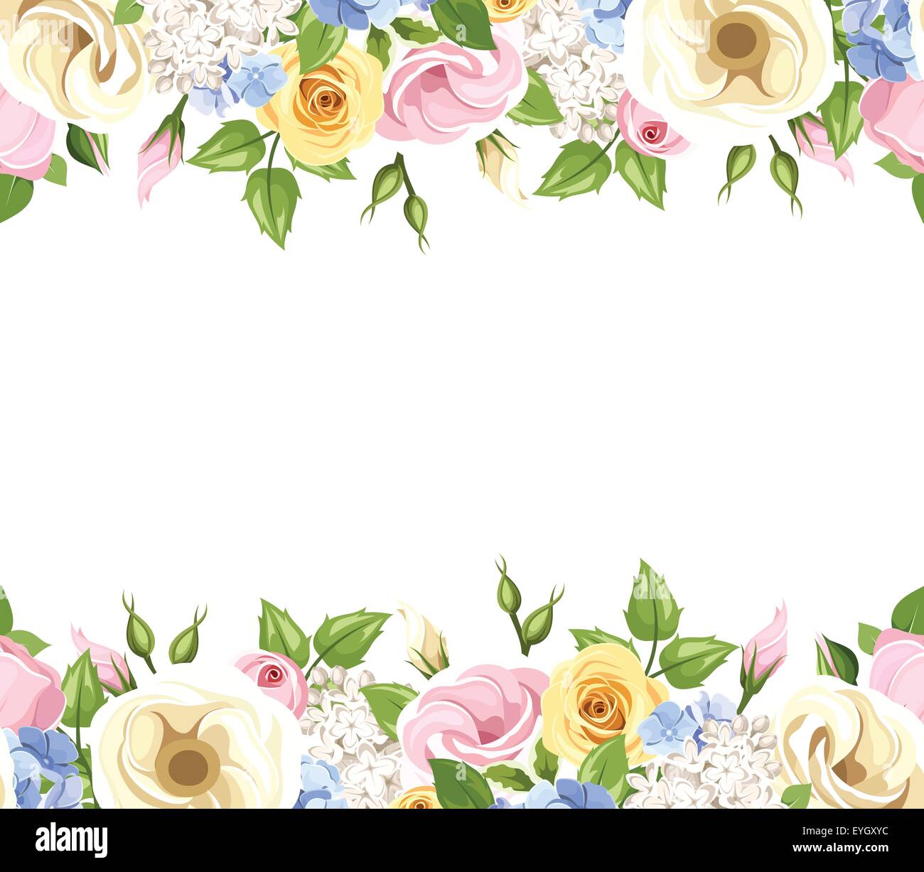 Horizontal seamless background with colorful flowers. Vector ...