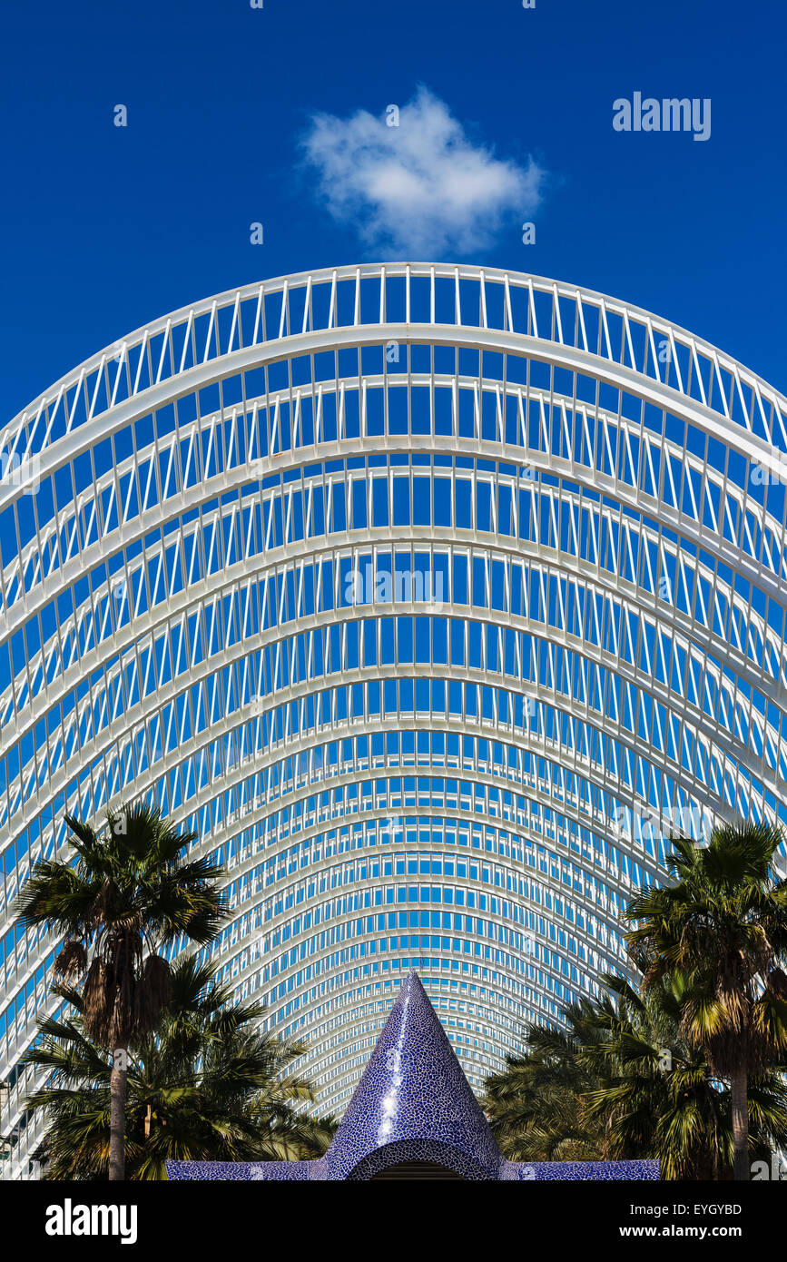 View Of Umbracle, Sculpture And Palm Trees In Ciudad De Las Artes Y Las ...