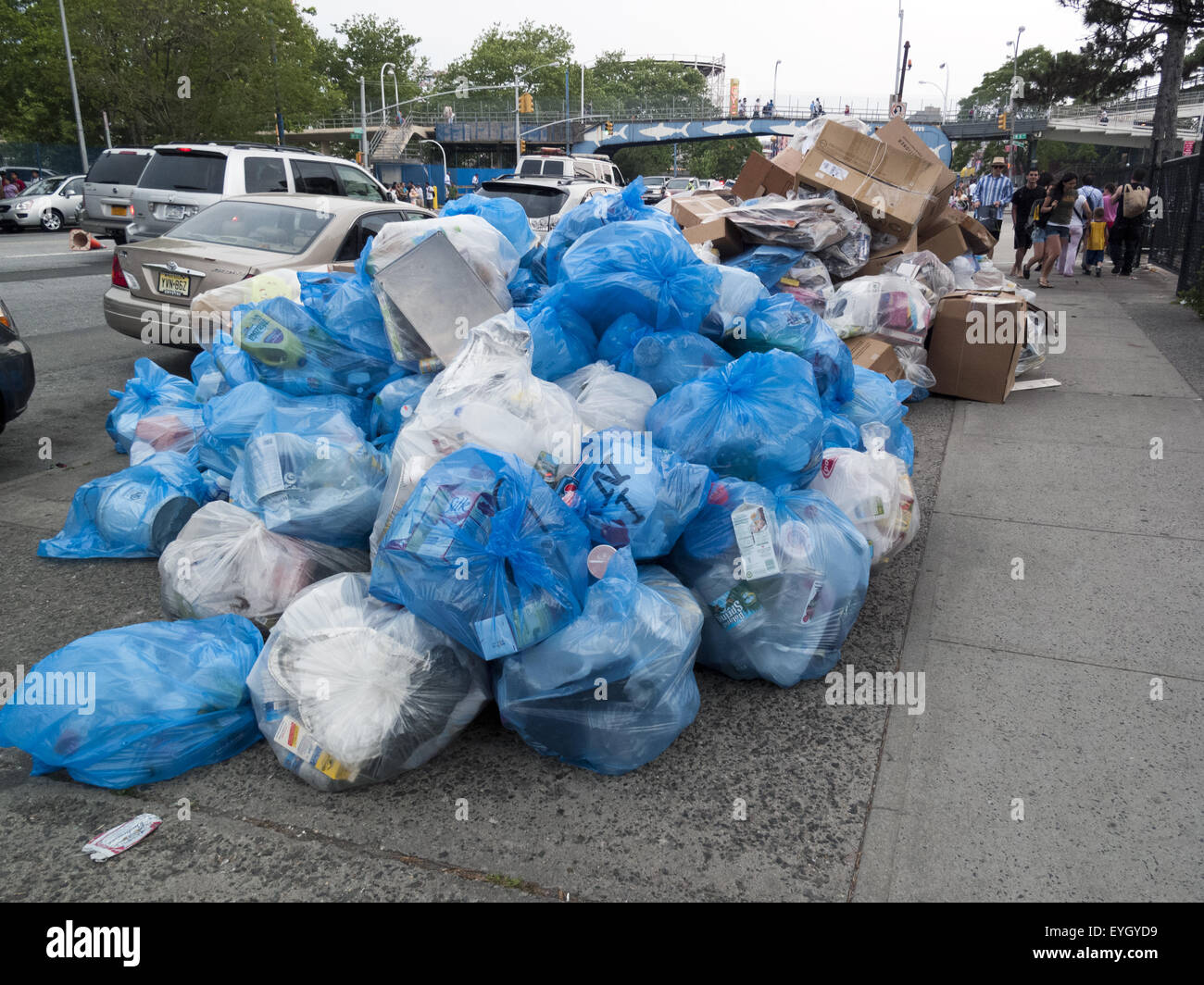 Garbage piled up for collection outside apartment complex in Coney ...