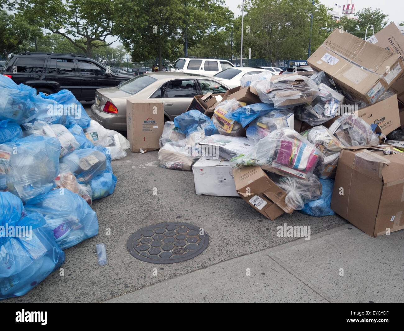 Garbage piled up for collection outside apartment complex in Coney ...