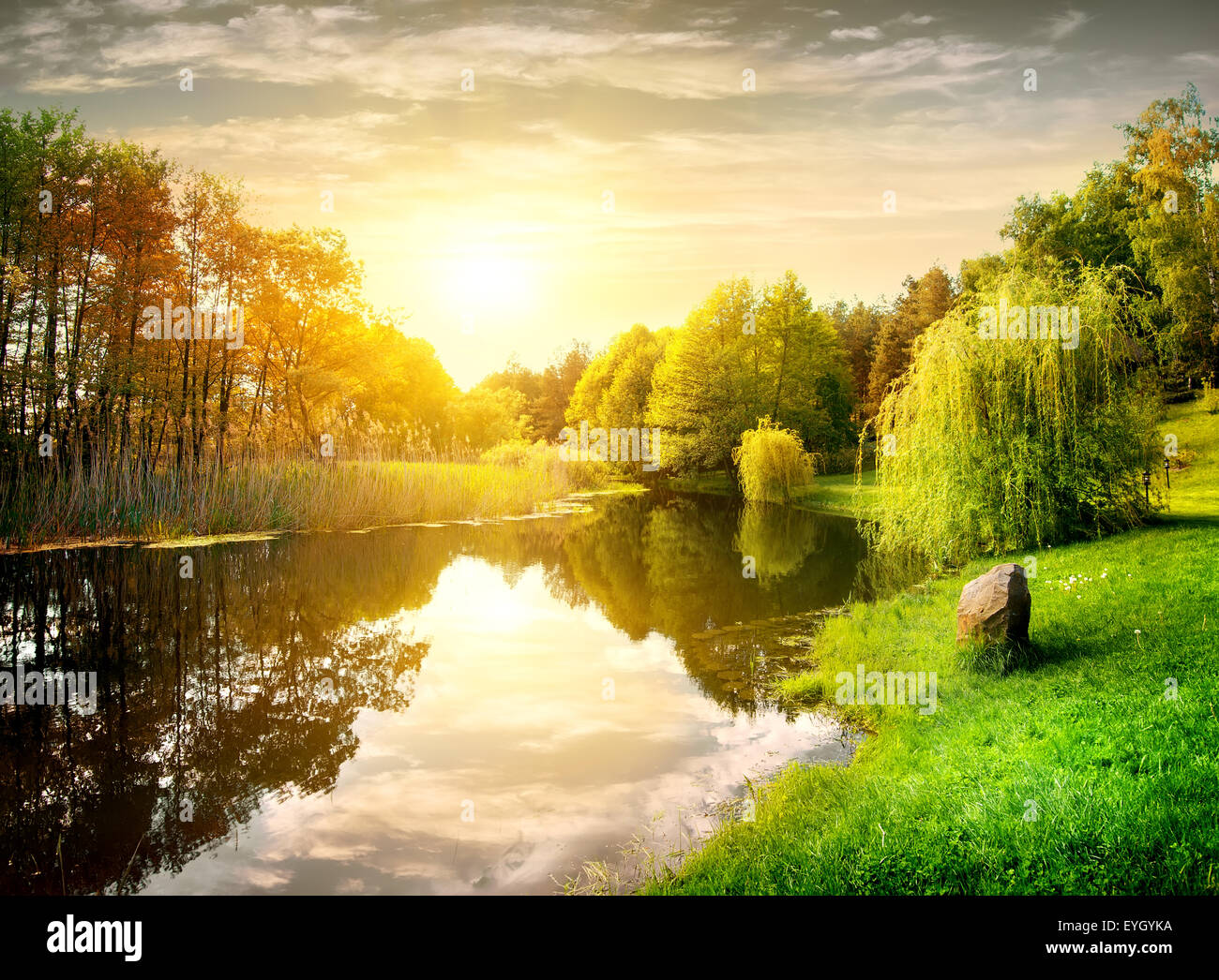 Beautiful sunset over calm hi-res stock photography and images - Alamy