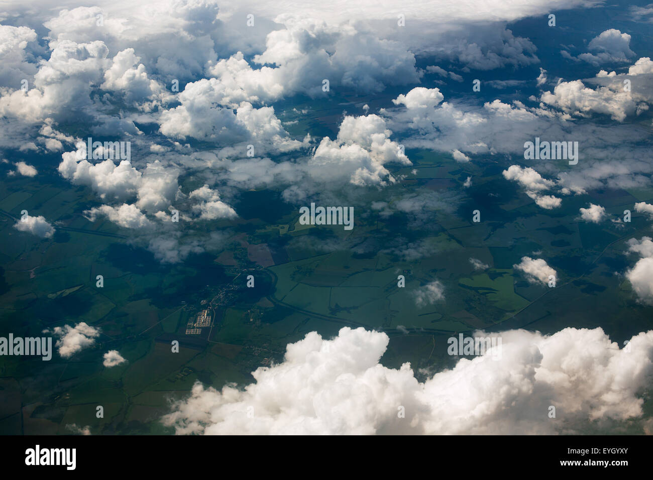 Land and sky clouds background. Top view of the plane Stock Photo - Alamy