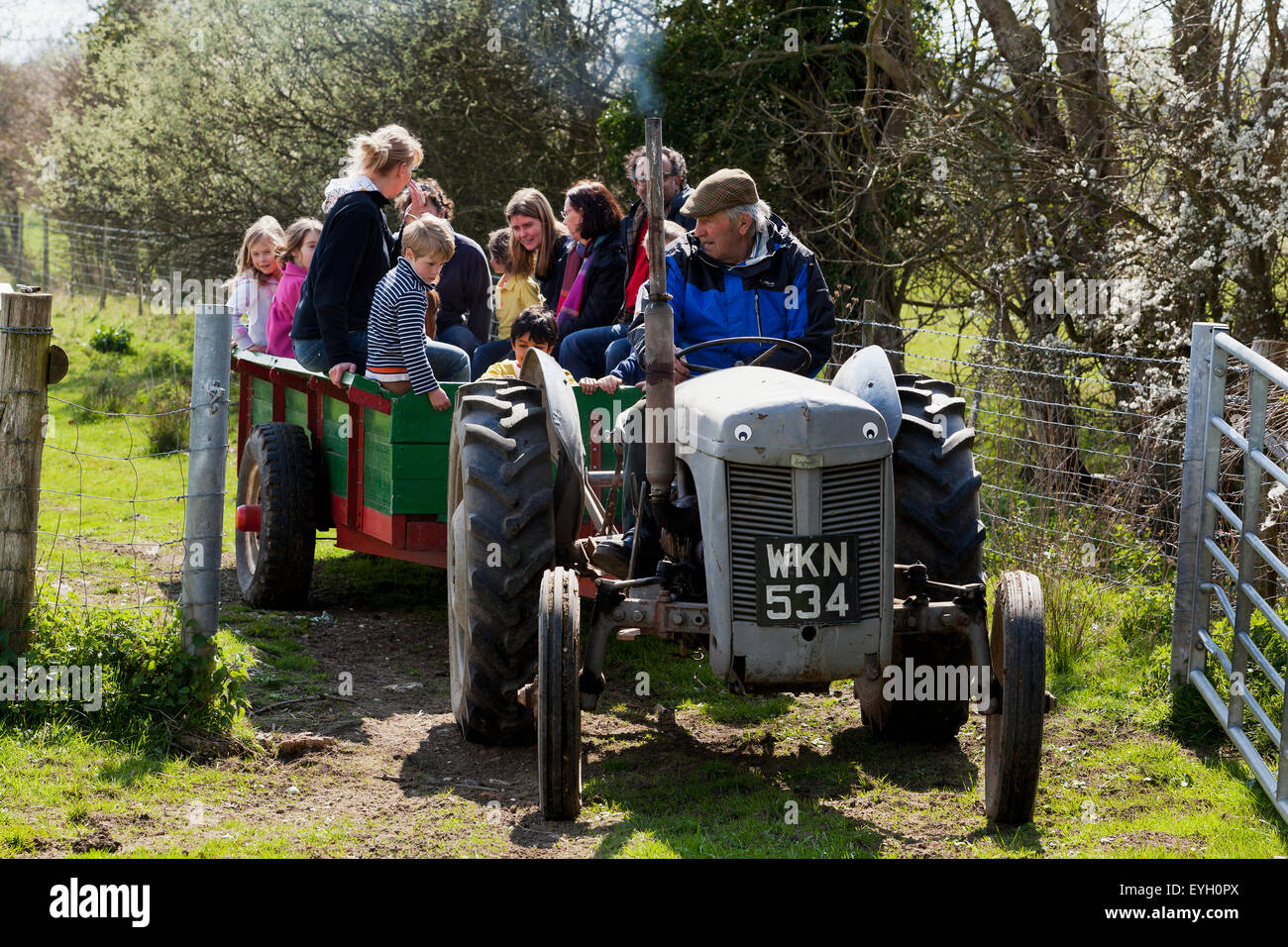 People At Tractor Ride On Kent Farm; England, Uk Stock Photo - Alamy