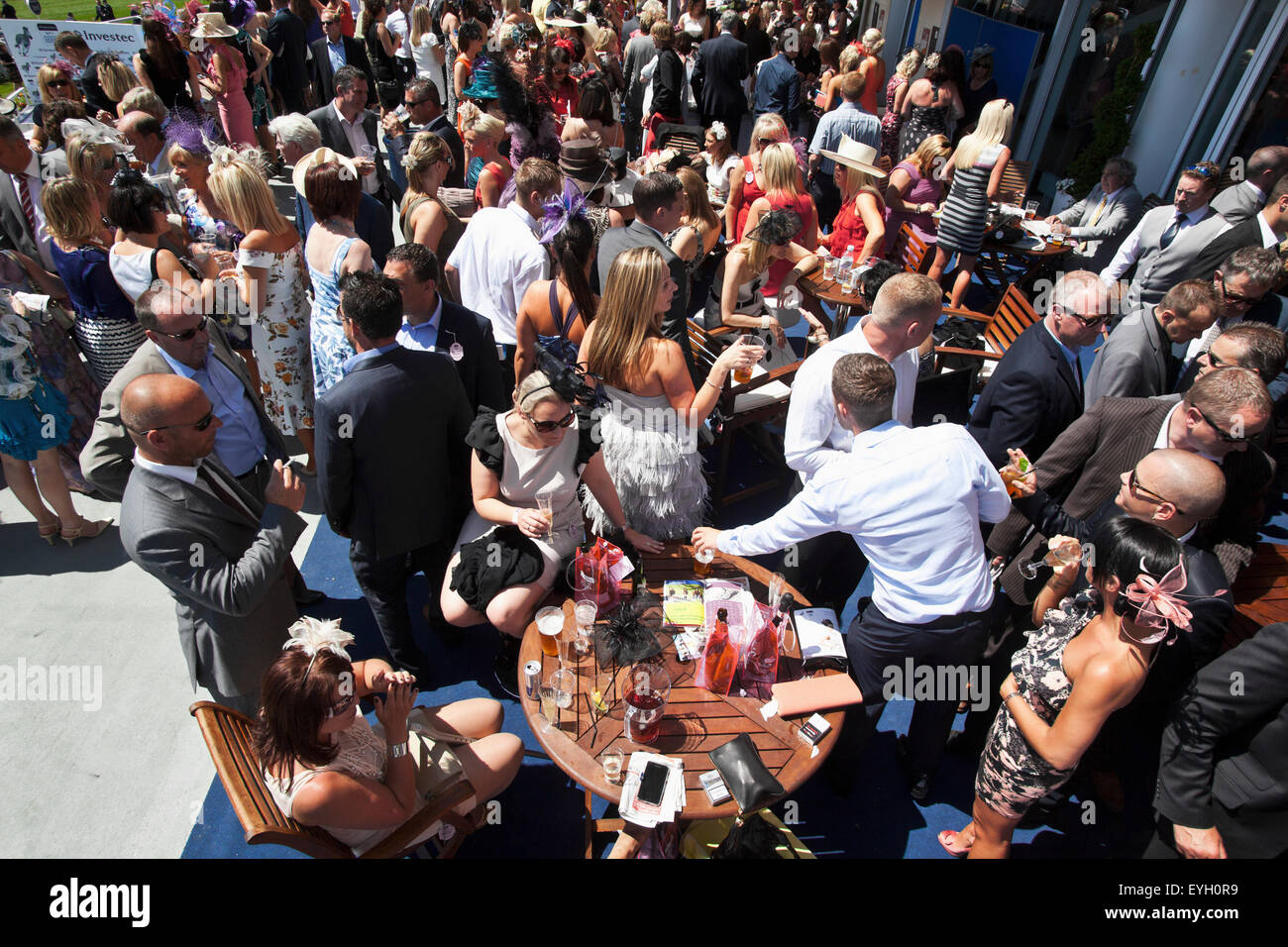 Crowded Bar At Epsom Derby On Lady's Day; London, England, Uk Stock ...
