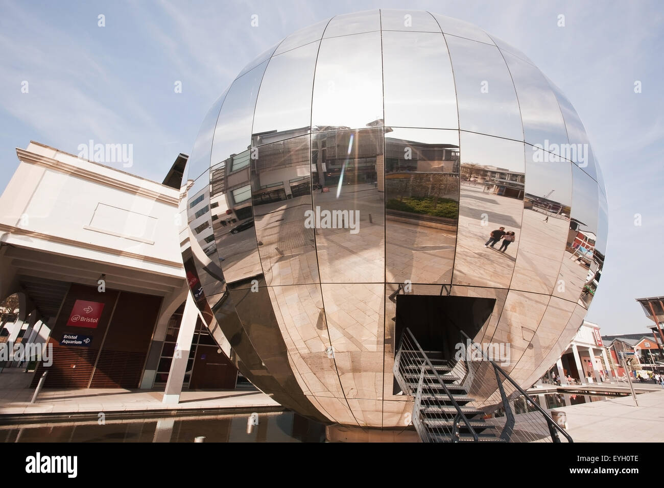 Mirrored Dome Of Bristol's Planetarium, Anchor Square, Harborside ...