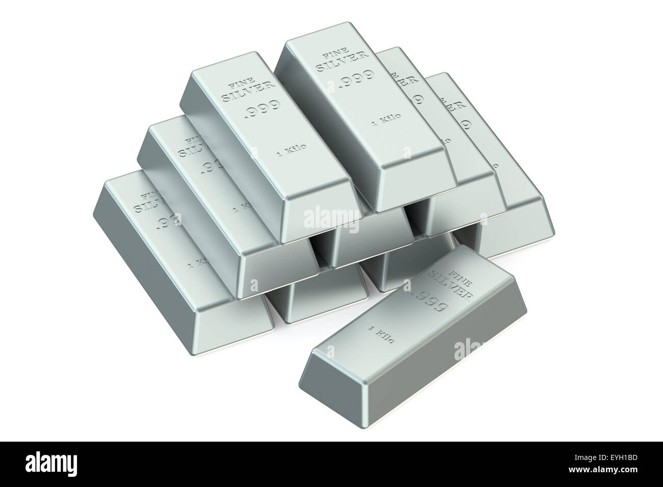 Silver Bars isolated on white background Stock Photo - Alamy