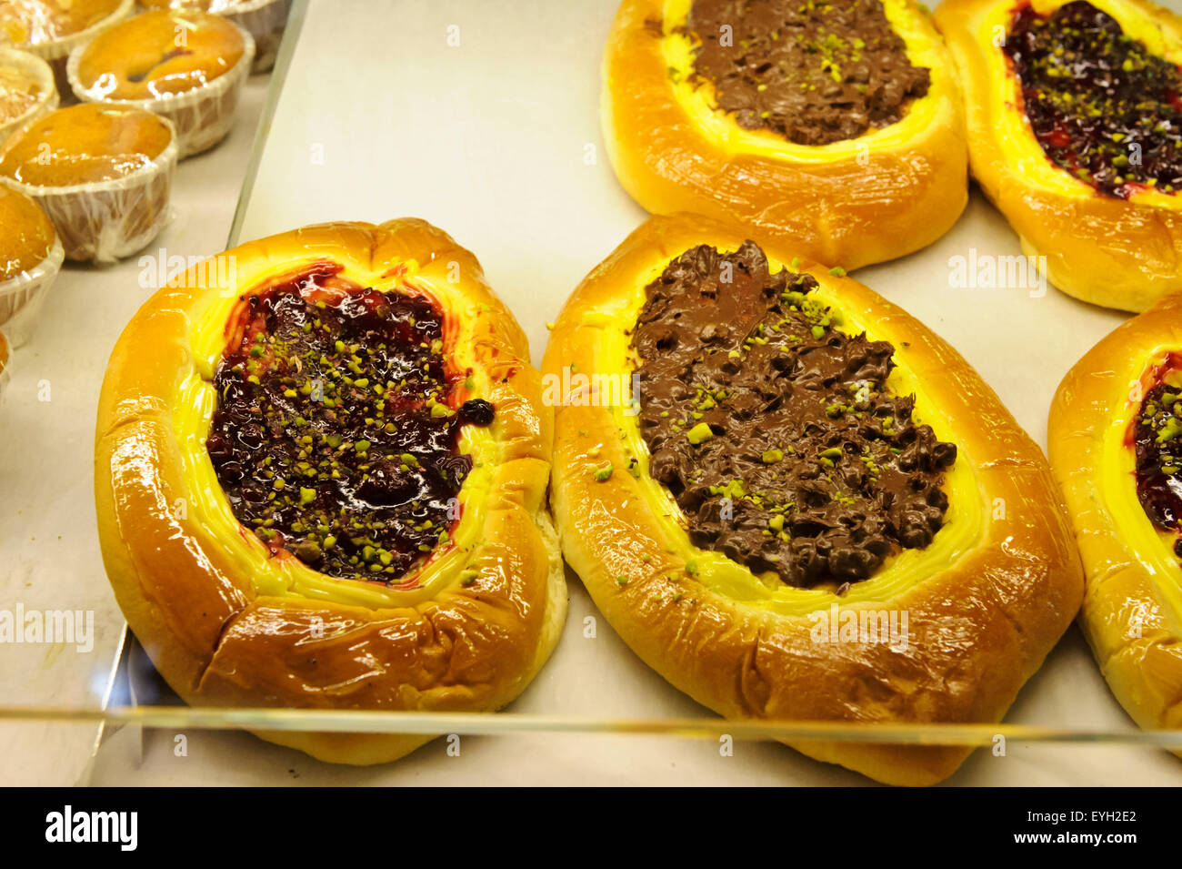 Yellow bread with sweet filling, Santorini, Greece Stock Photo - Alamy