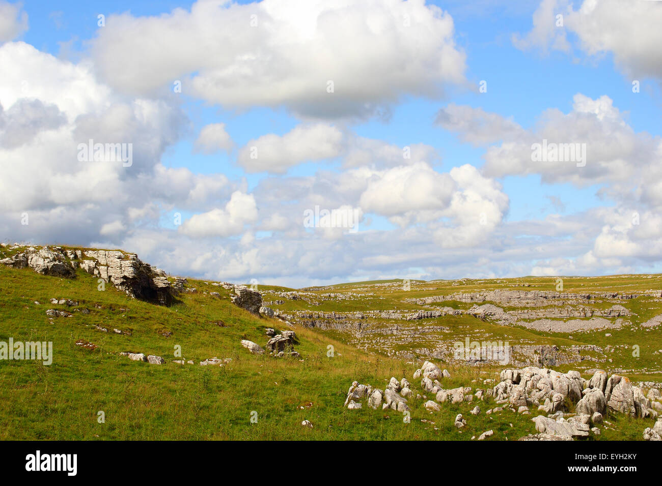 Beautiful landscape with limestone, Yorkshire Dales, Malham, England ...