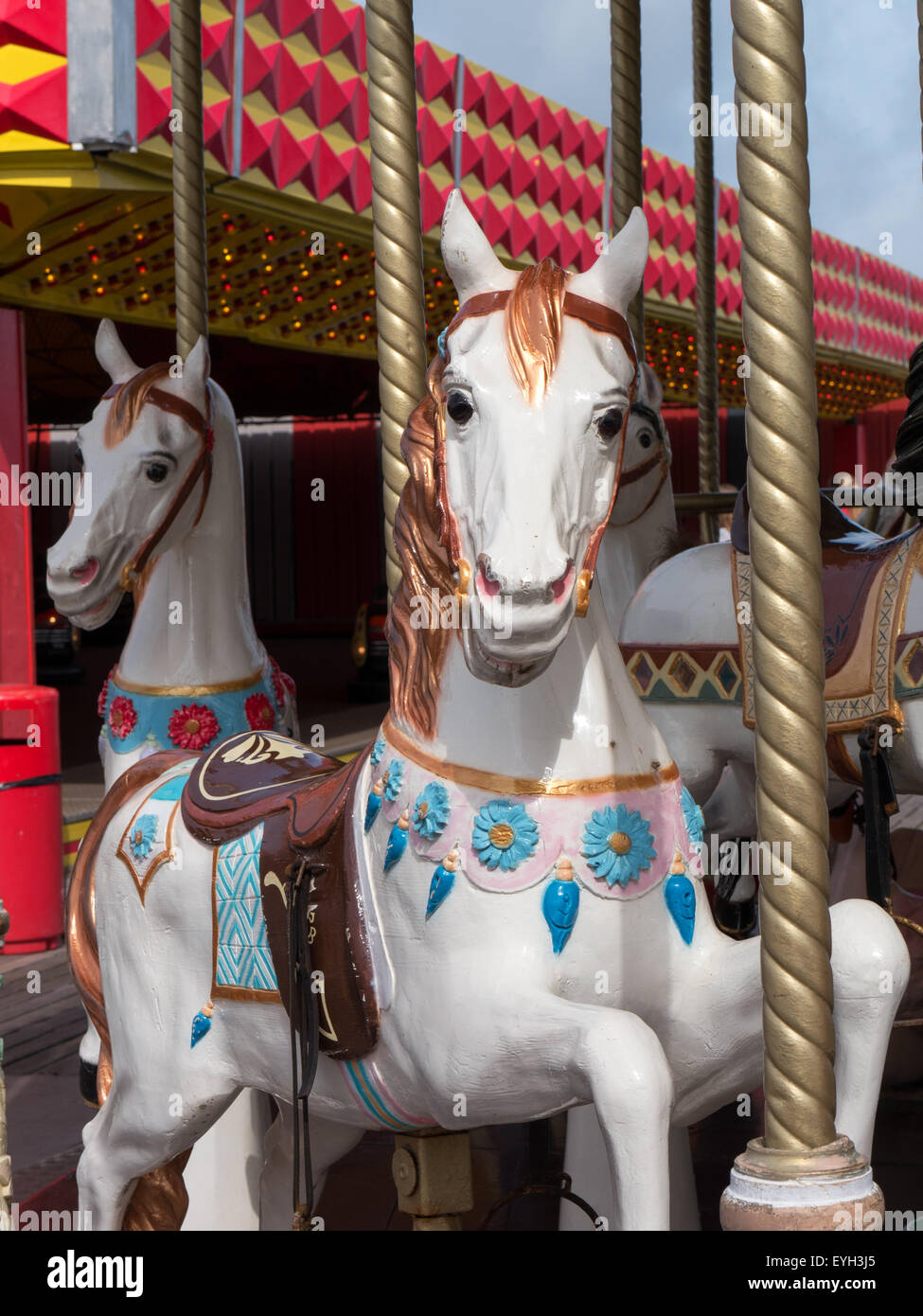 Galloper Horse on the Carousel Ride, Britannia Pier, Great Yarmouth ...