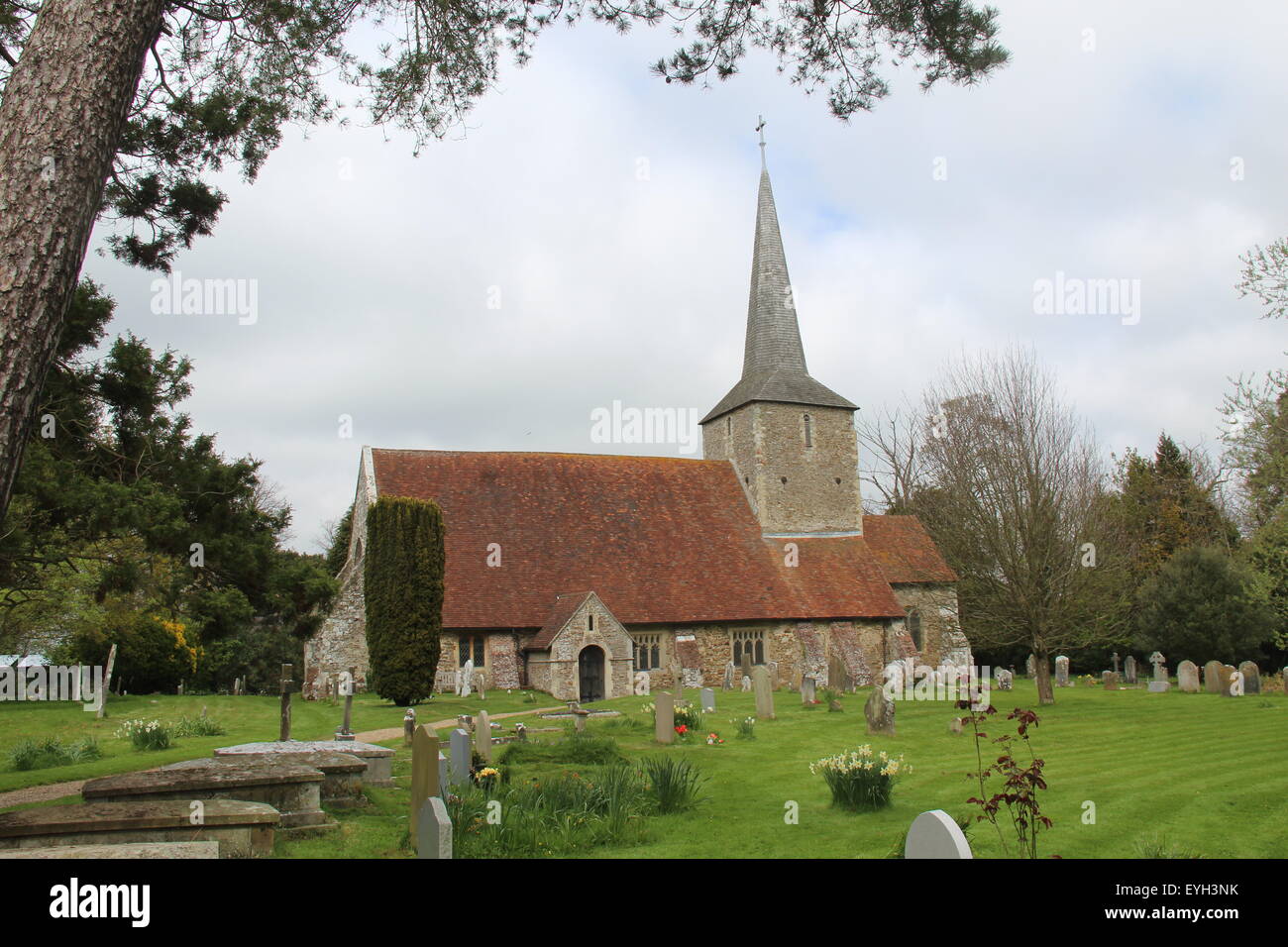 THE NORMAN CHURCH OF ST. MICHAEL IN PLAYDEN NEAR RYE IN EAST SUSSEX ...