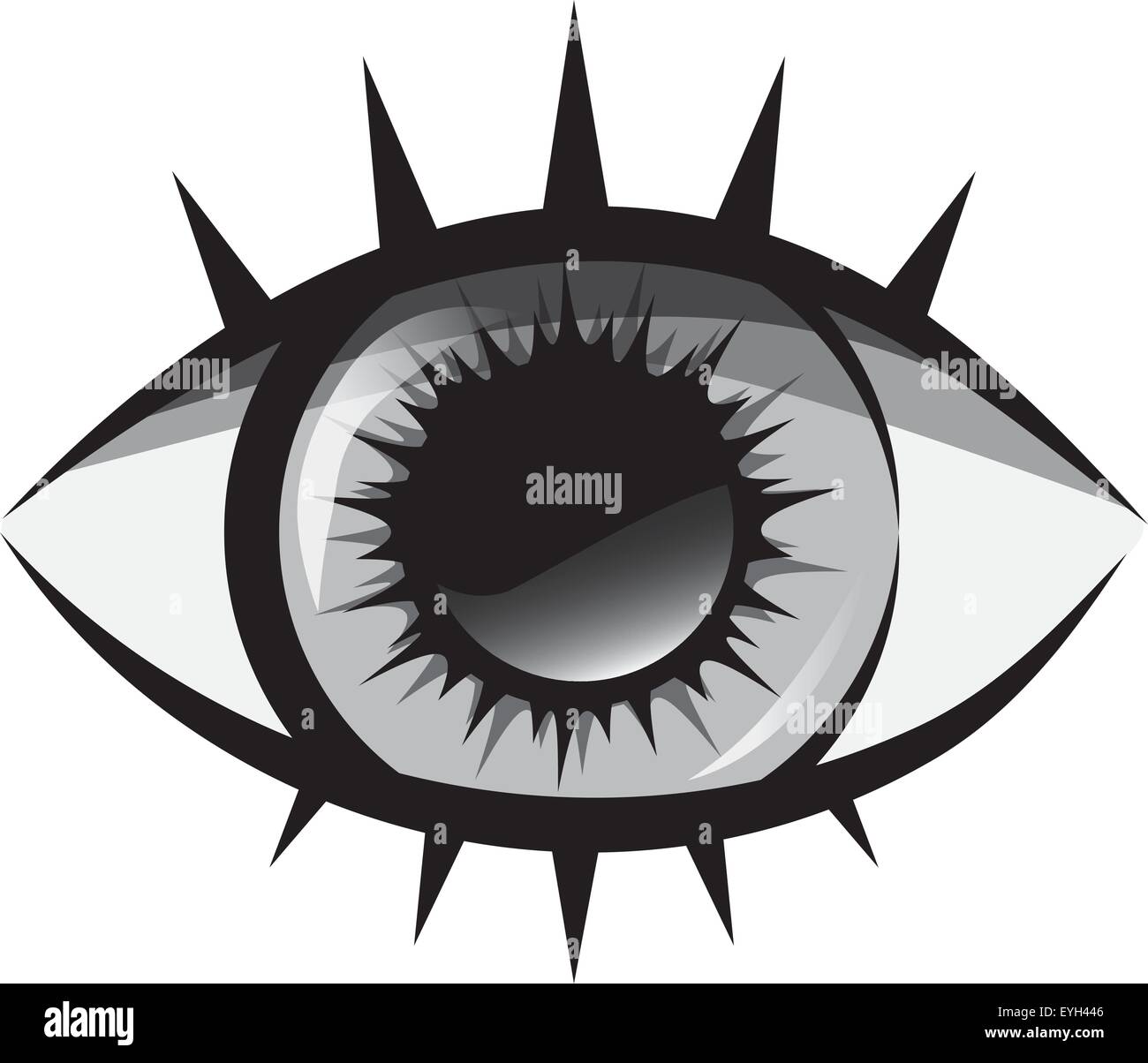 Vector black and white illustration. The human eye on a white ...
