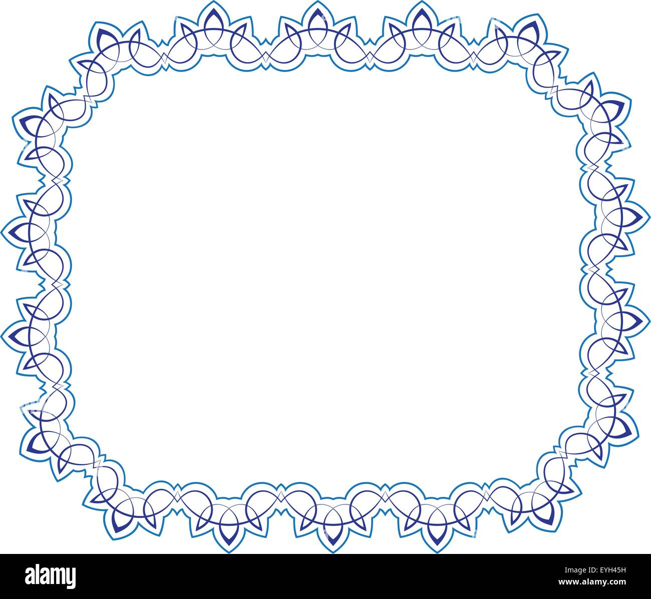 Openwork blue vector frame. Rectangular vignette for design Stock ...