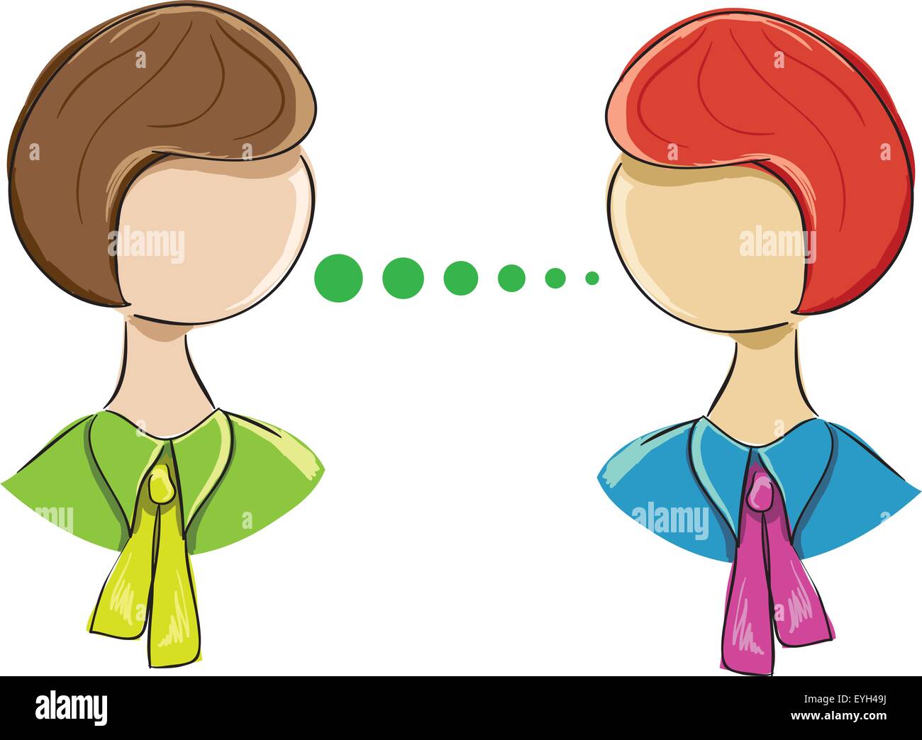 Vector icon-portrait of two women communicating on a white background ...