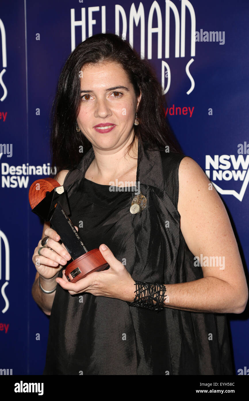 Brenna Hobson poses with the award for Best Play at the Helpmann Awards ...