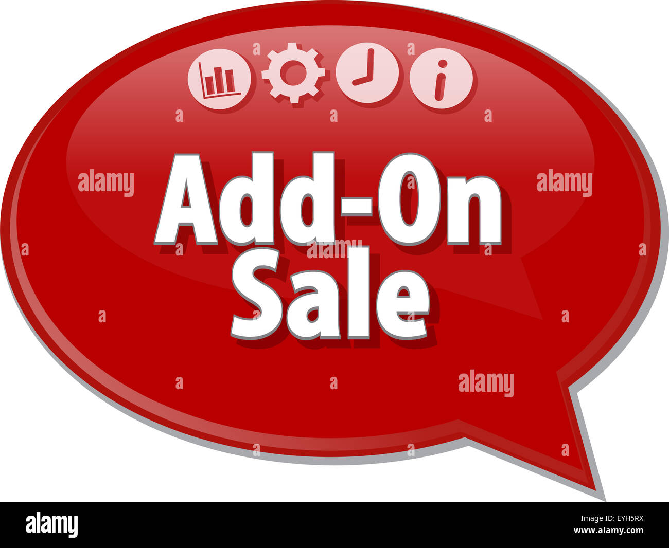 Speech bubble dialog illustration of business term saying Add-On Sale ...