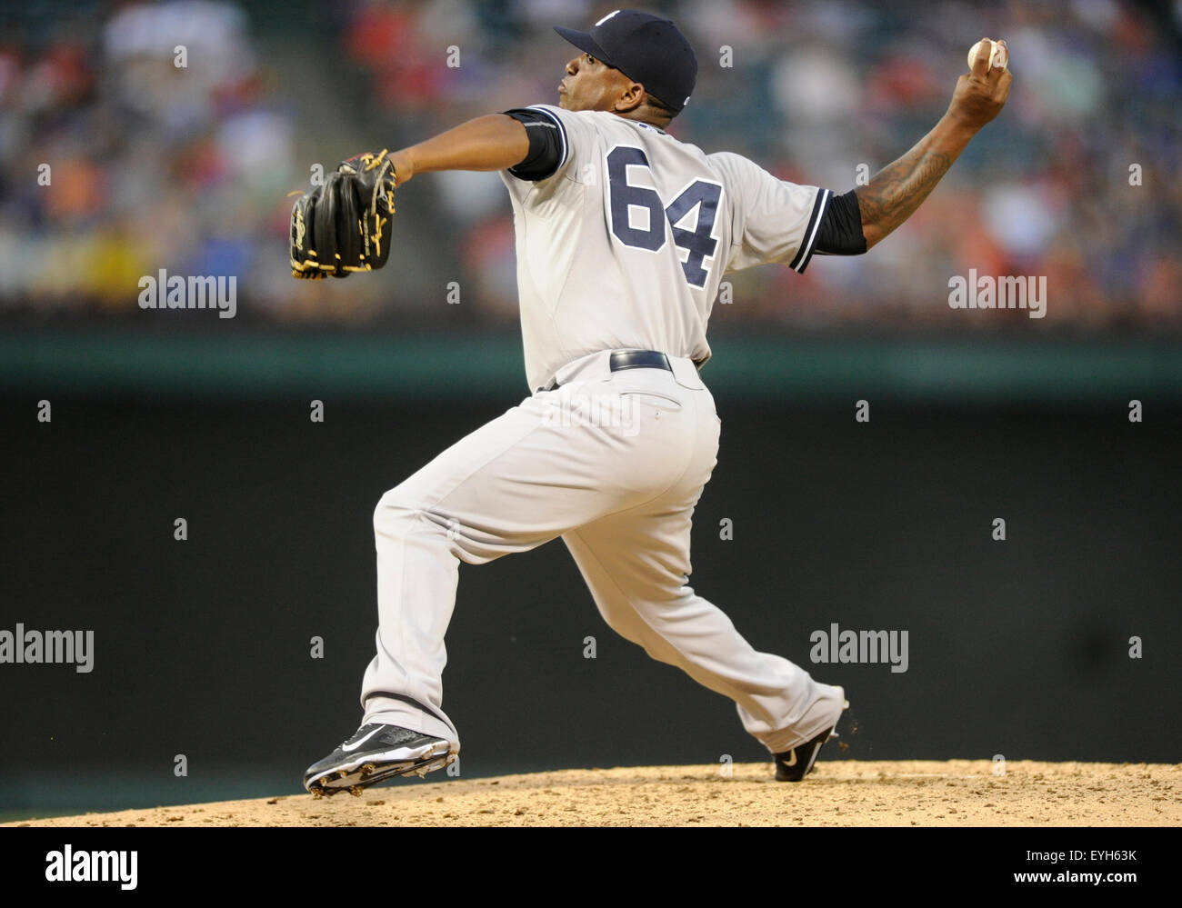 JUL 28, 2015: New York Yankees relief pitcher Jacob Lindgren #64 during ...