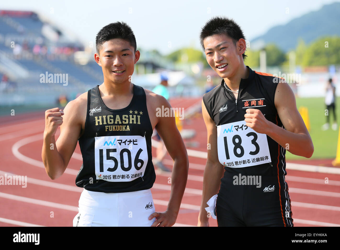 Kimiidera Athletic Stadium, Wakayama, Japan. 29th July, 2015. (L to R) Daisuke Funato, Manato ...