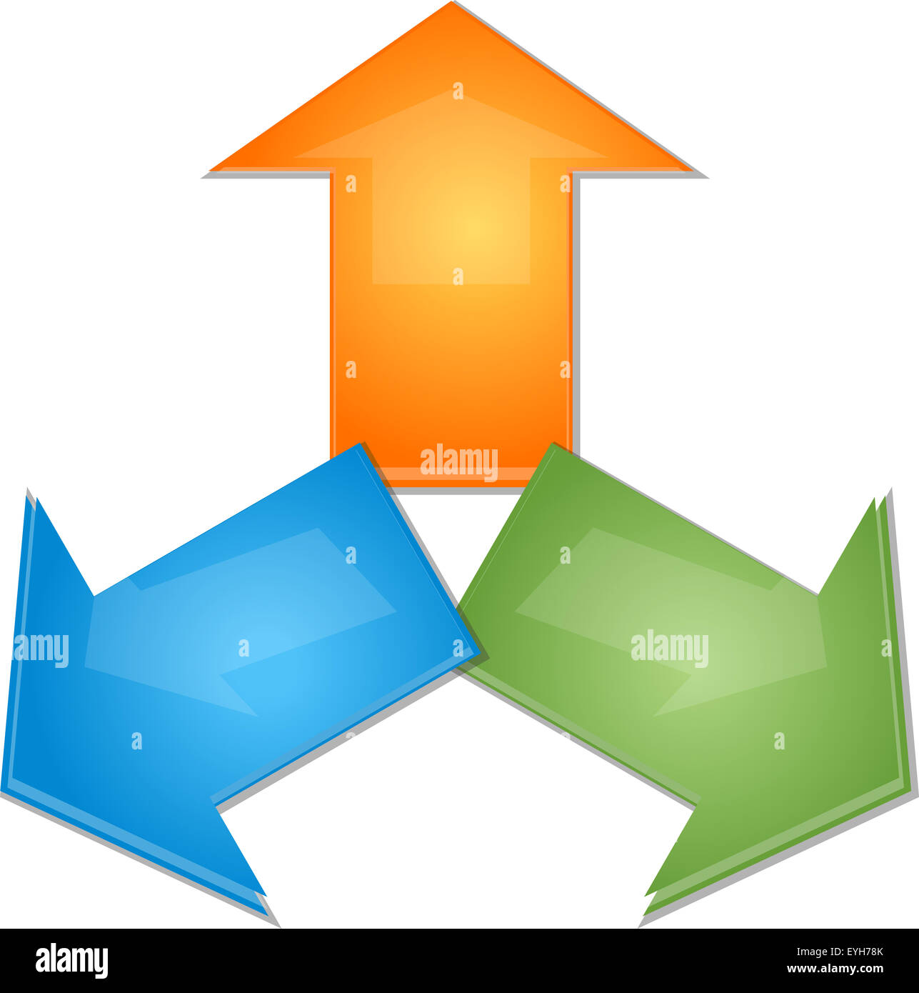 Three arrows pointing outwards hi-res stock photography and images - Alamy
