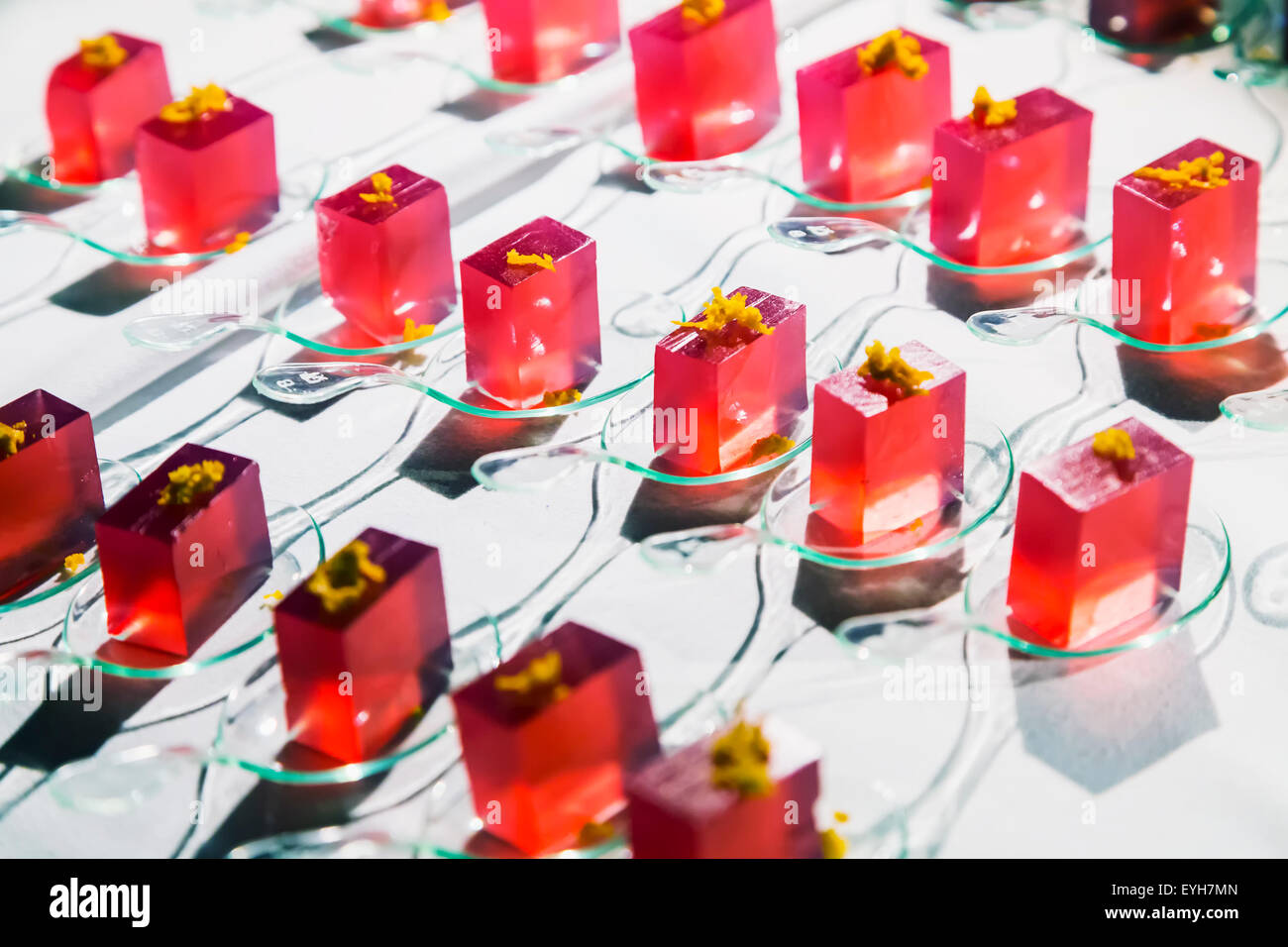 Molecular gelatin cubes, molecular gastronomy Stock Photo - Alamy
