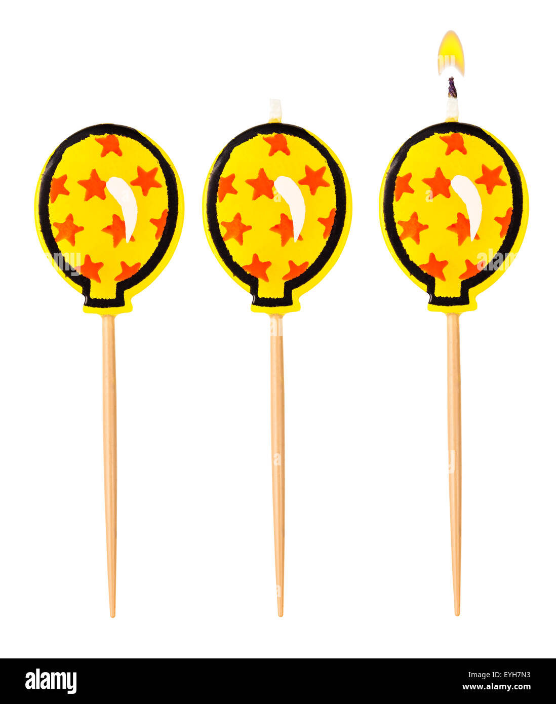 Birthday burning candle balloon set isolated on white background Stock ...