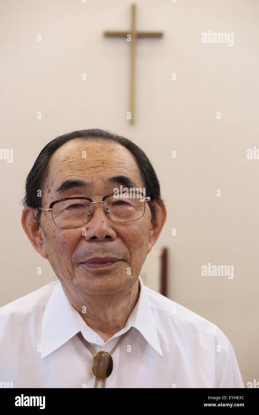 Hiroshima, Japan. 24th June, 2015. 88-year old pastor Shozo Muneto ...