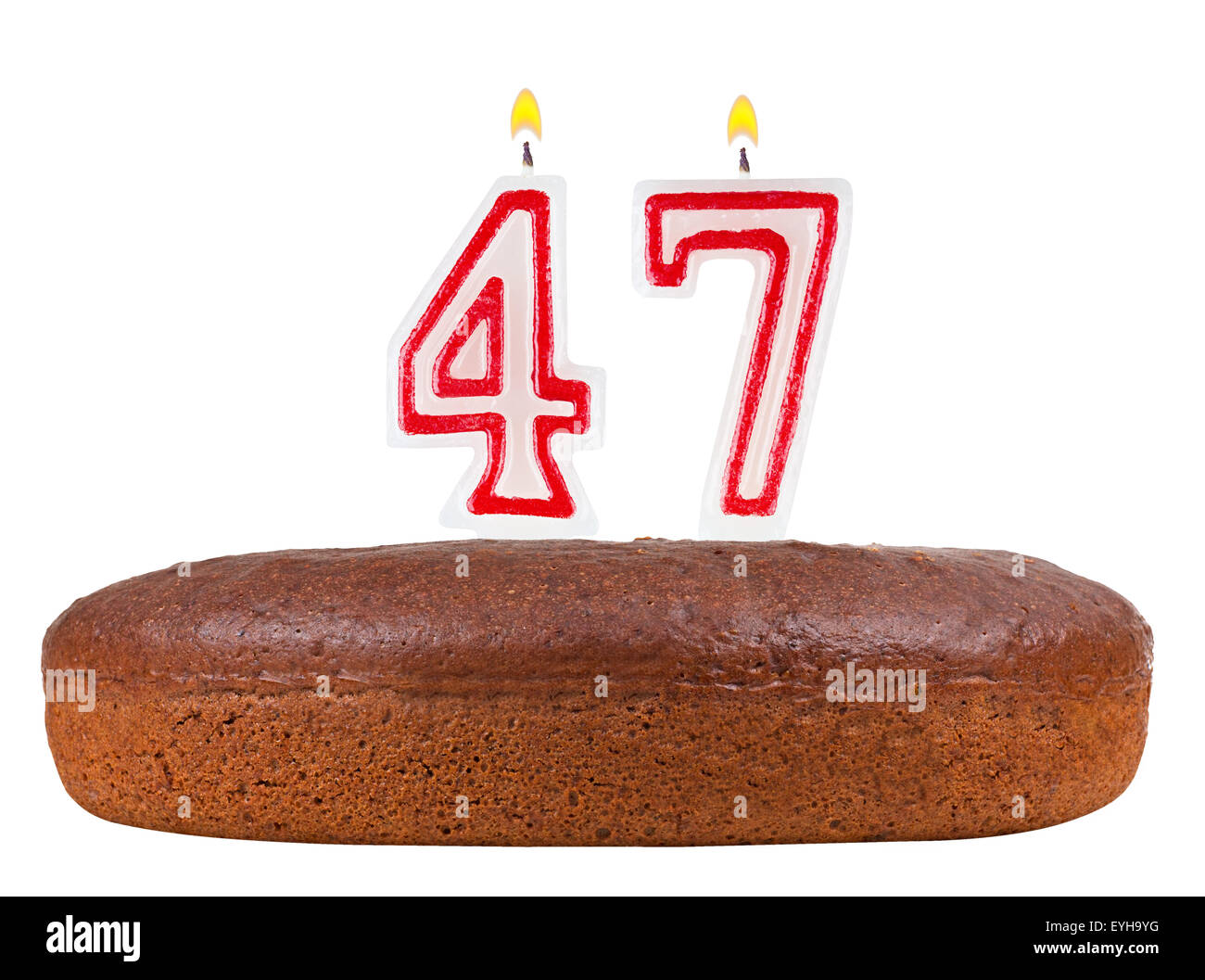 birthday cake with candles number 47 isolated on white background Stock ...