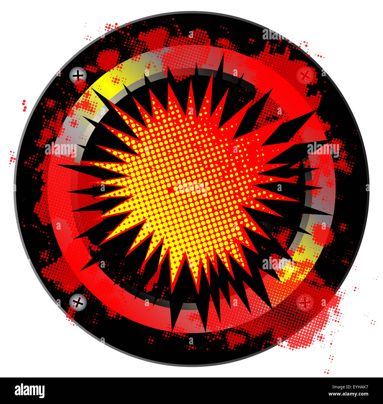 A comic cartoon style LOUD speaker noise over a white background Stock ...