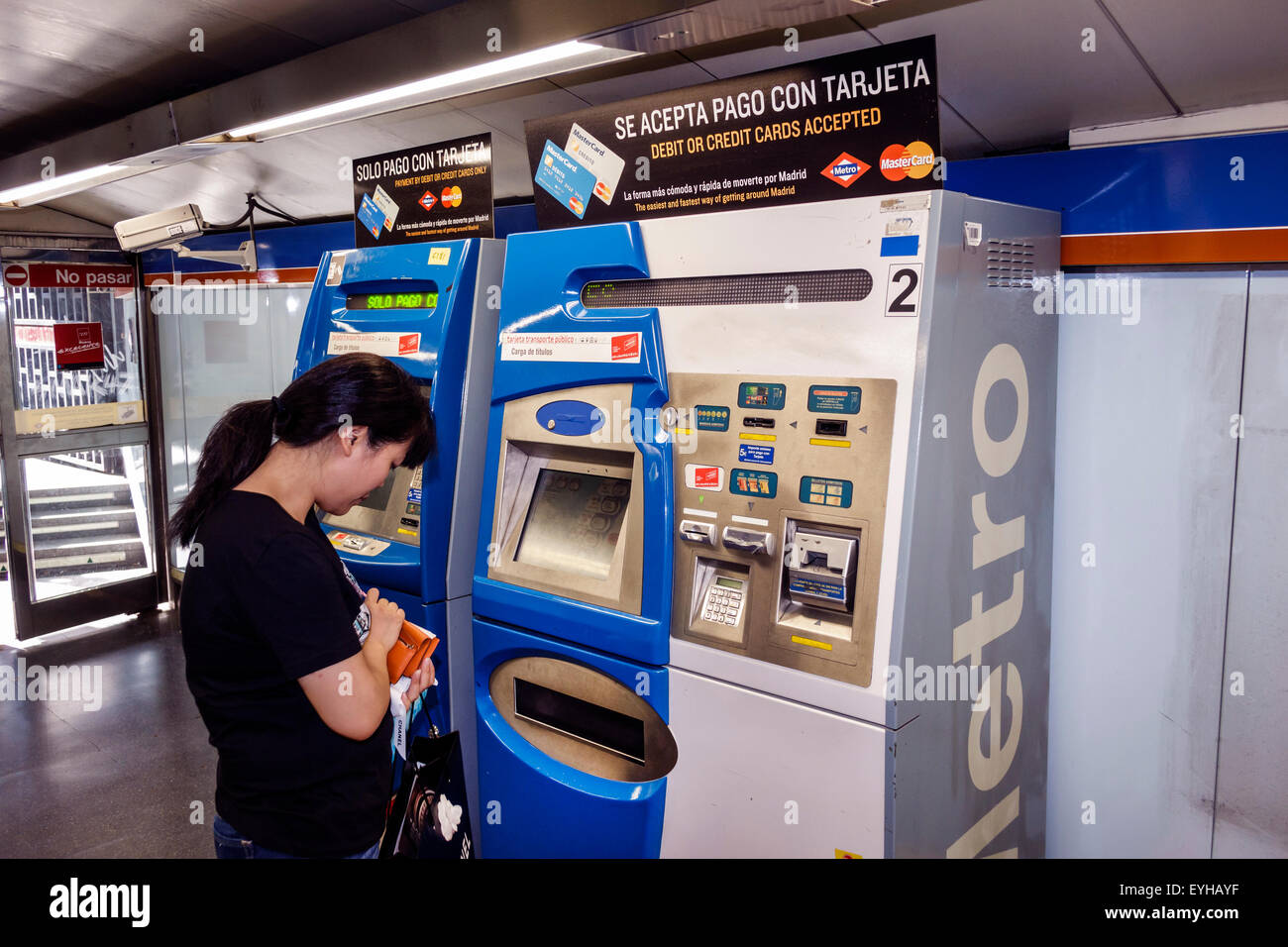 Madrid Spain,Serrano Metro Station,ticket vending machine,self service ...