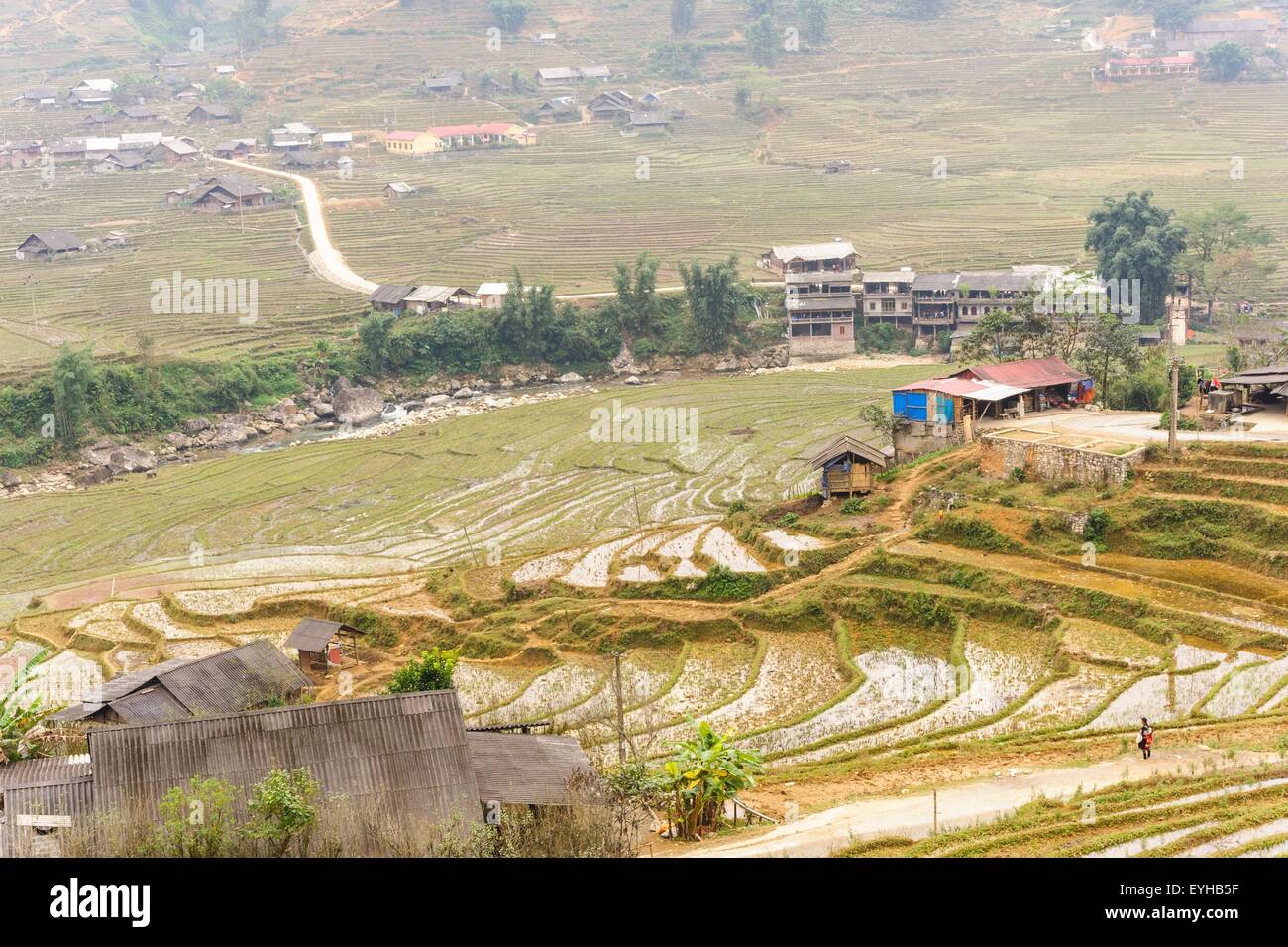 Rice terraces at the mountains in Tavan Village Sapa, Vietnam Stock ...