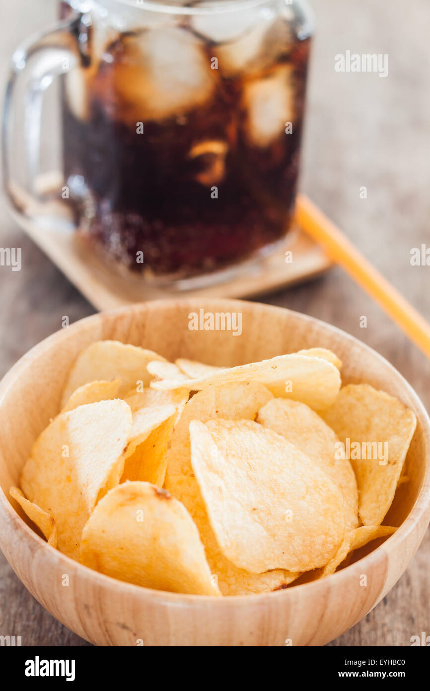 Crispy potato chips with iced cola, stock photo Stock Photo - Alamy