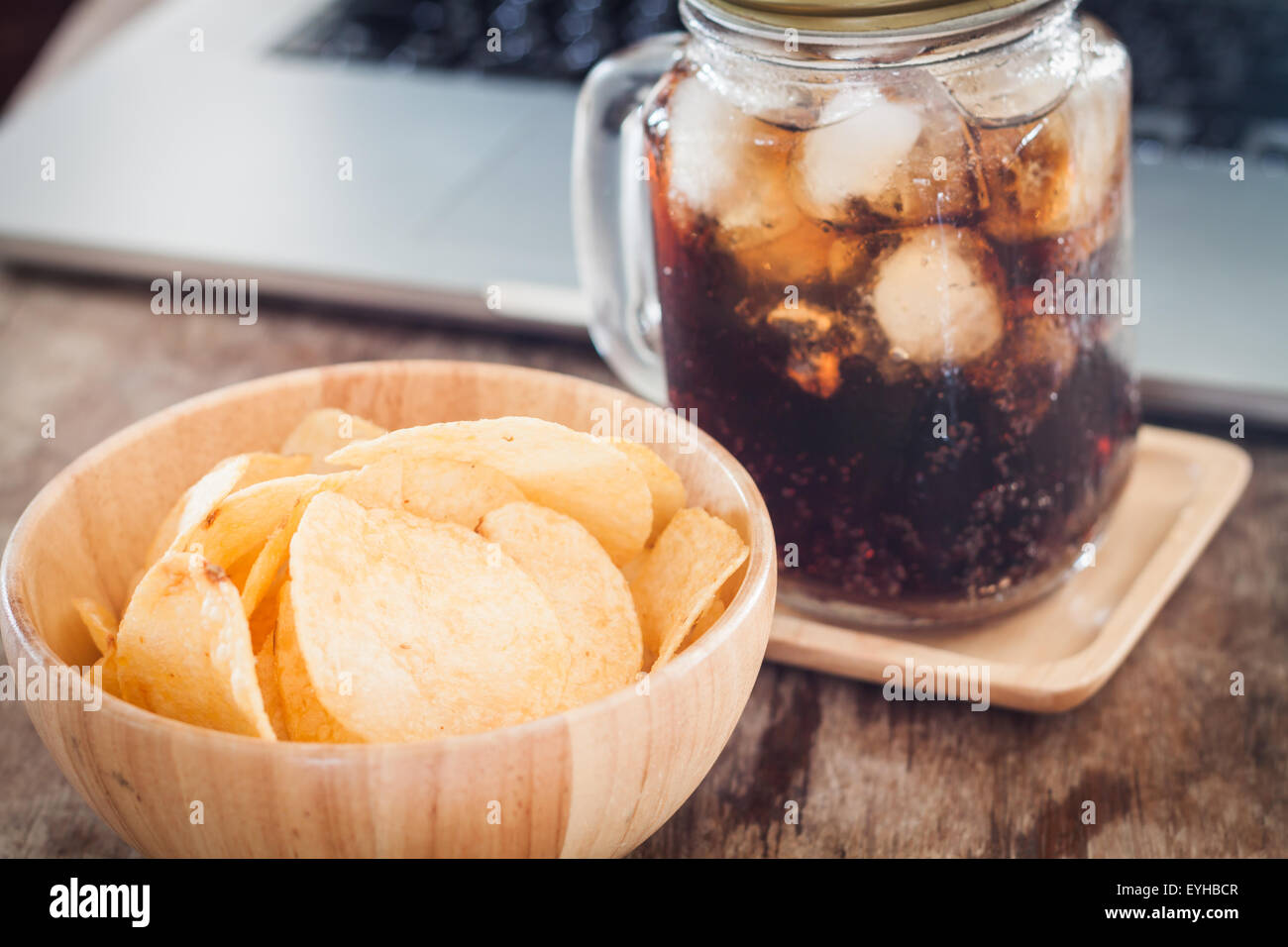 Crispy potato chips with iced cola, stock photo Stock Photo - Alamy