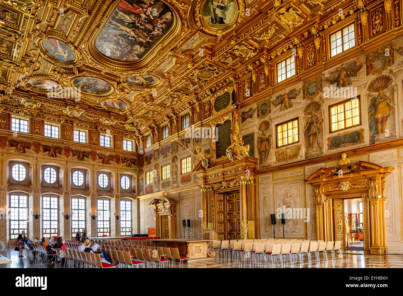 Golden Hall with coffered ceiling and portals, Ceremonial Hall, late ...