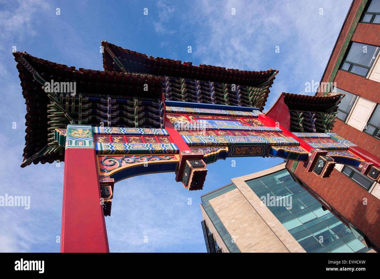 Chinatown arch at the entrance to Stowell Street, Newcastle upon Tyne ...